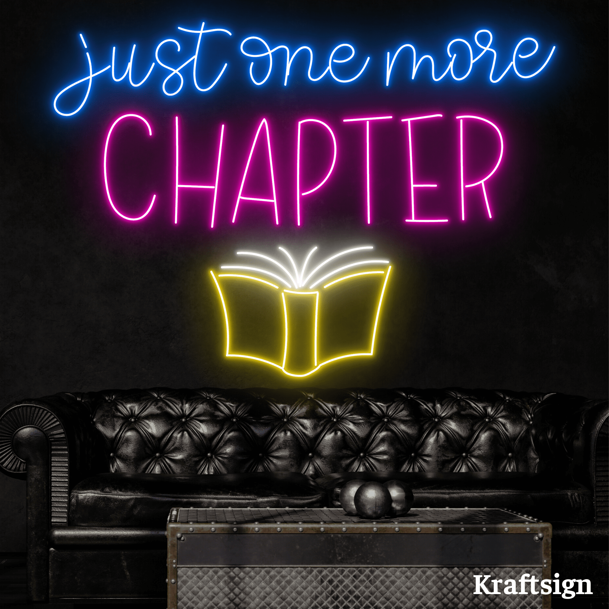 Craftnamesign Just One More Chapter Neon Sign, Book LED Sign, Reading ...