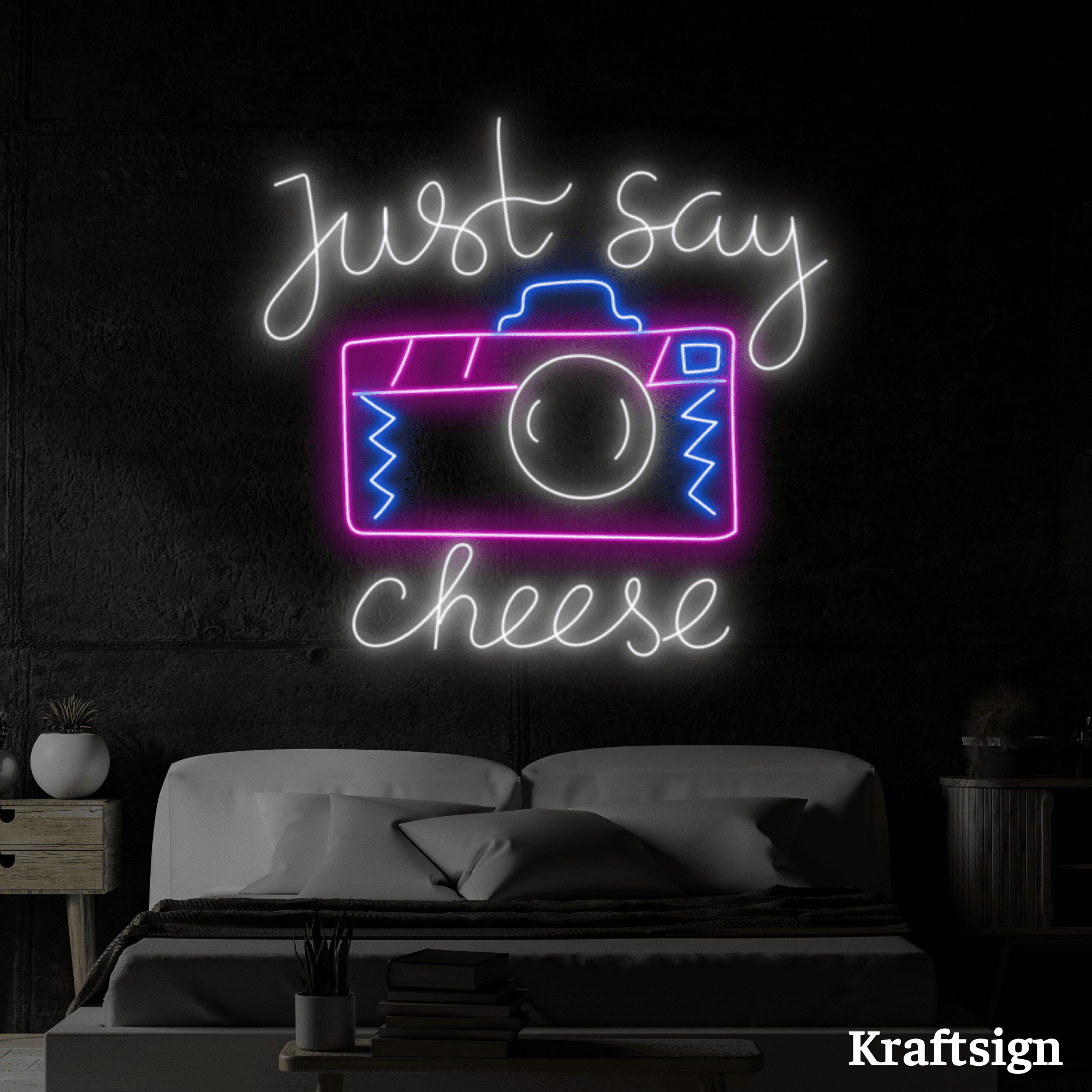 Craftnamesign Just Say Cheese Neon Sign, Photo Studio Decor, Room Decor ...