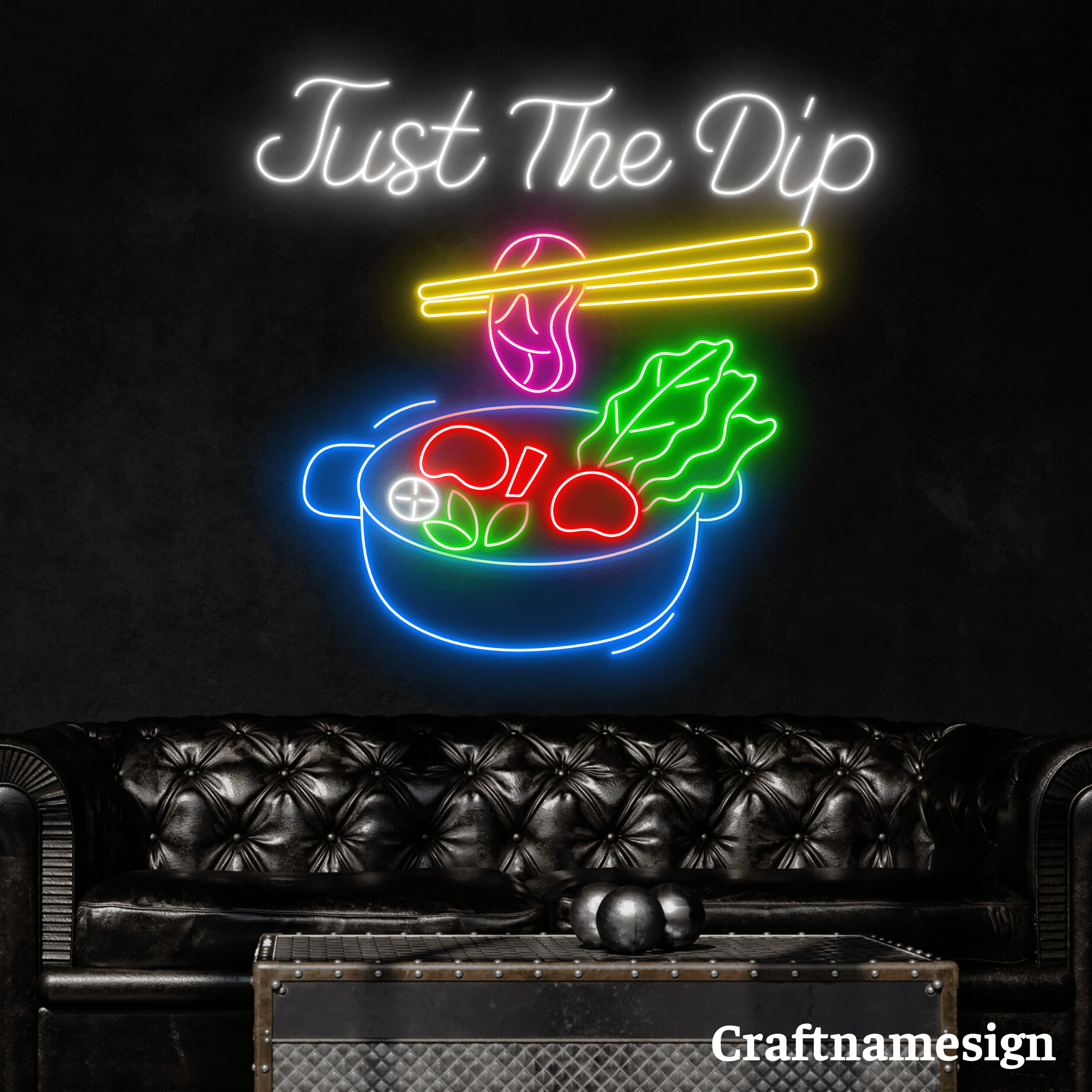 Craftnamesign Just The Dip Neon Sign Hotpot Restaurant Bistro Food Wall ...