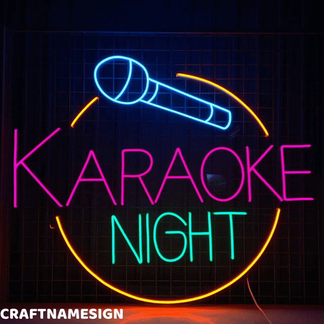 Craftnamesign Karaoke Night Neon Sign, Karaoke Bar Wall Decor, Open ...