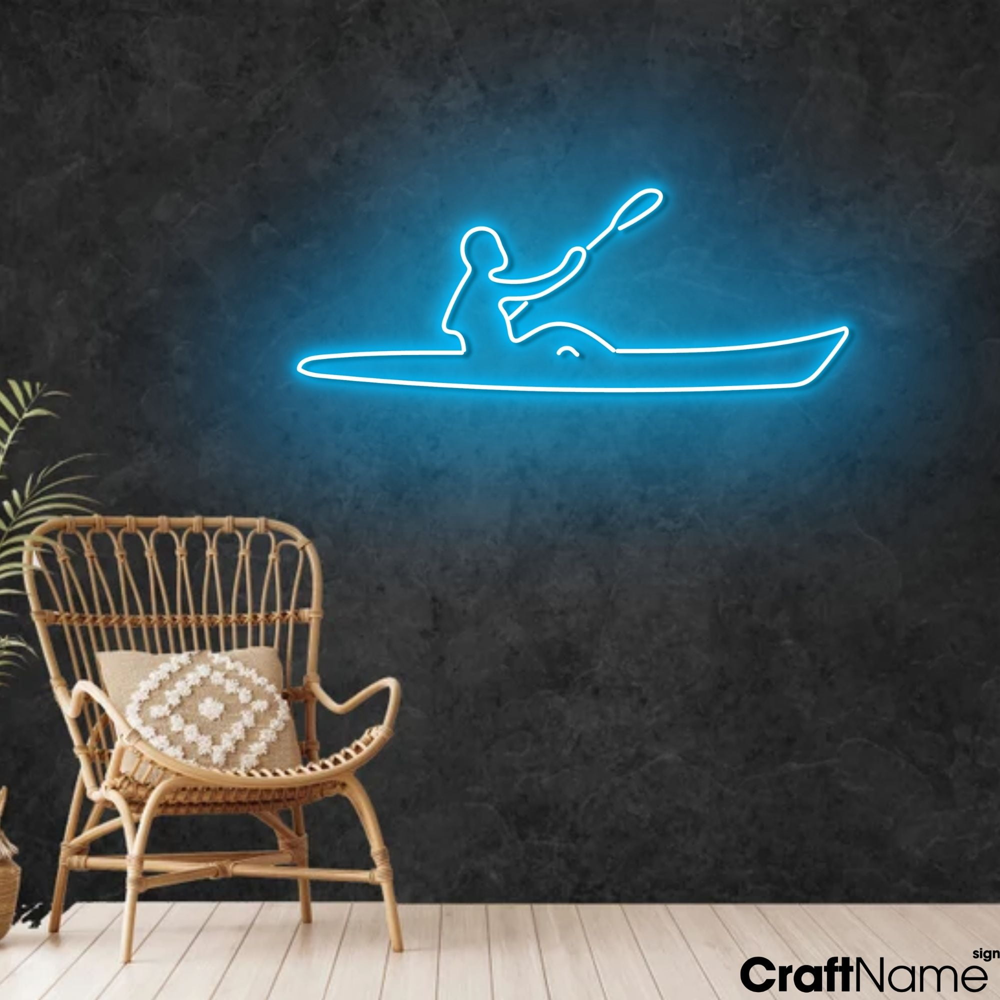 Craftnamesign Kayaking Neon Light Wall Art, Kayak Man LED Sign Hanging ...