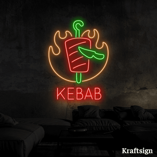 Craftnamesign Kebab Neon Sign, Kebab Wall Art, Fast Food Decor, Kebab ...