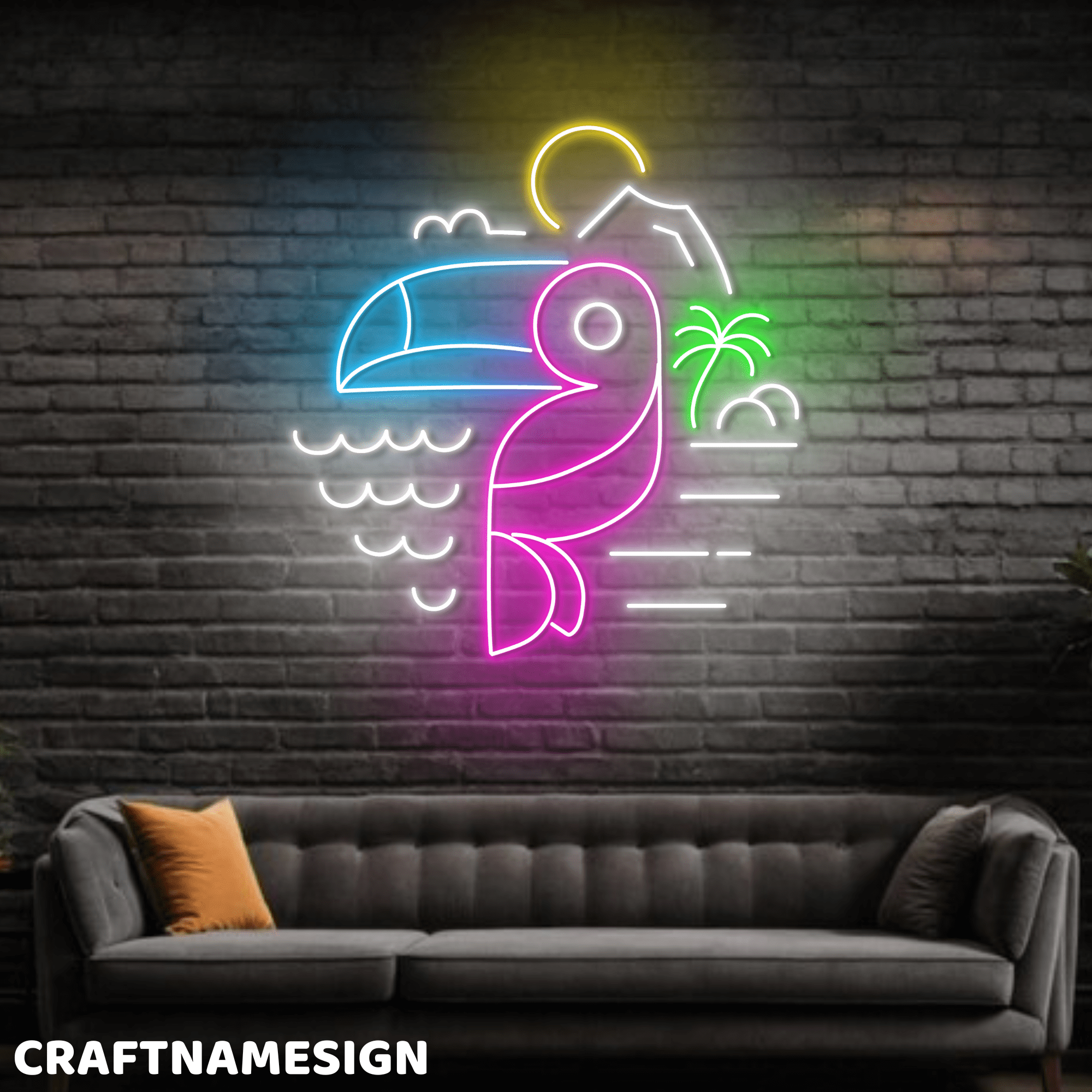 Craftnamesign Keel Billed Toucan Bird Neon Light, Bird LED For Living ...