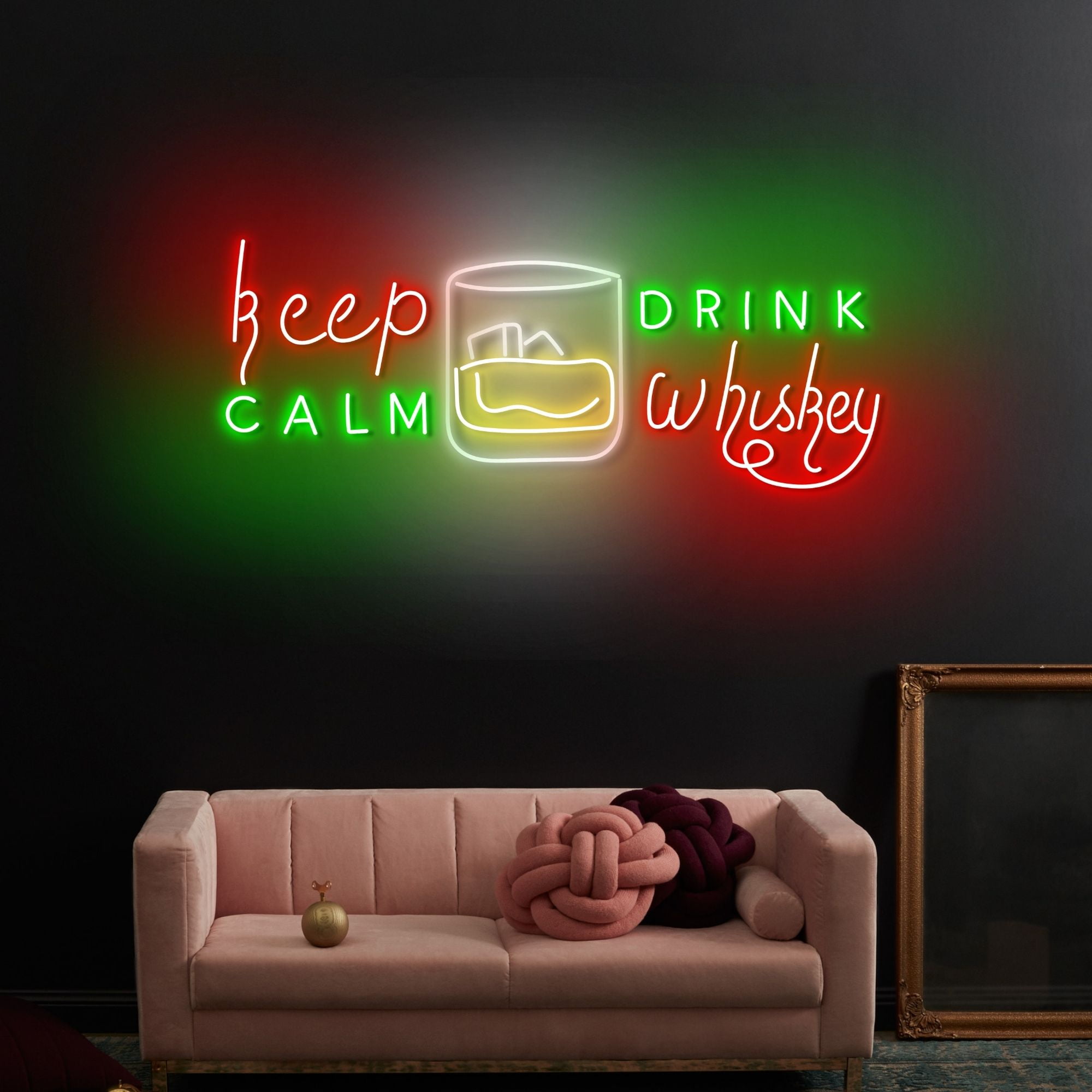 Craftnamesign Keep Drink Calm Whiskey Neon LED Light, Whiskey LED Sign ...