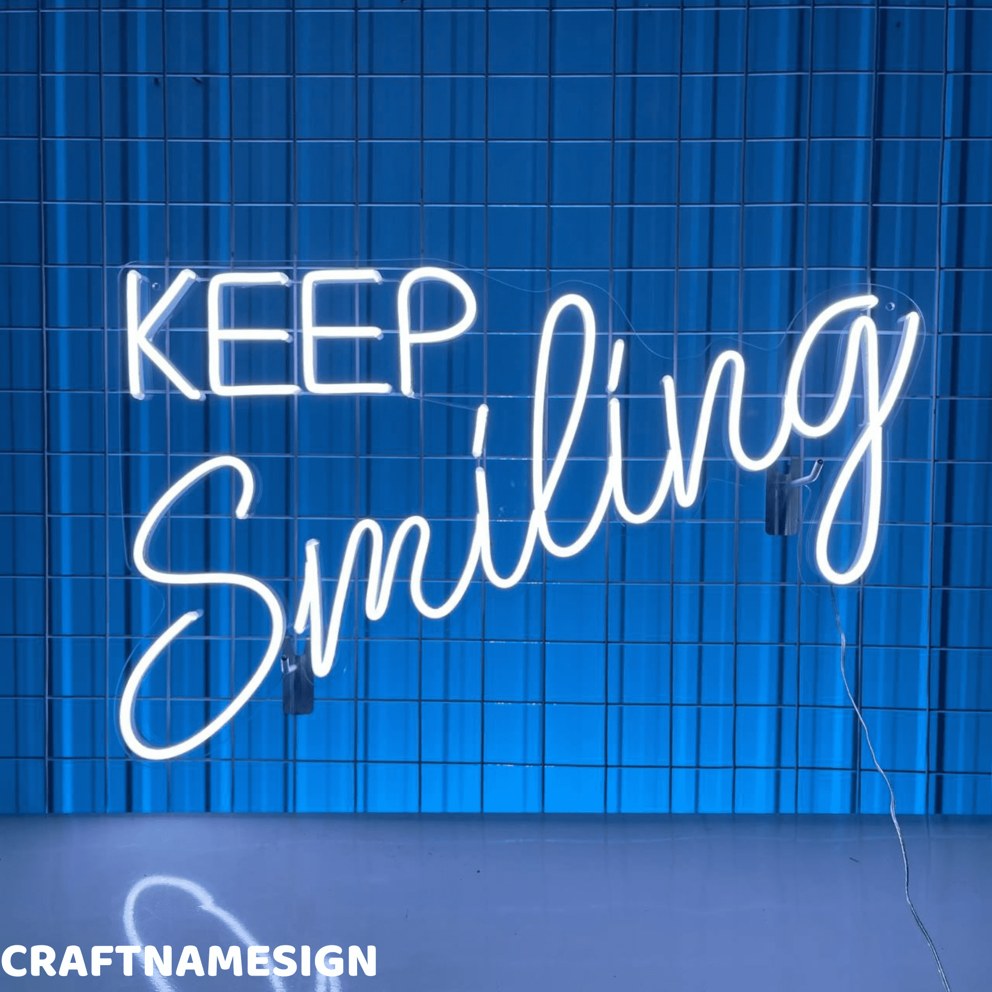 Craftnamesign Keep Smiling Neon Sign, Bedroom Wall Decor, Office Wall ...