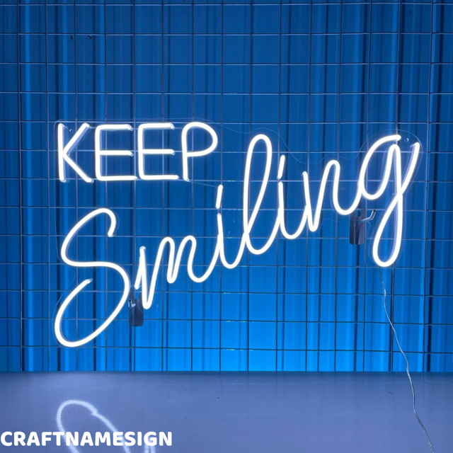 Craftnamesign Keep Smiling Neon Sign, Bedroom Wall Decor, Office Wall ...