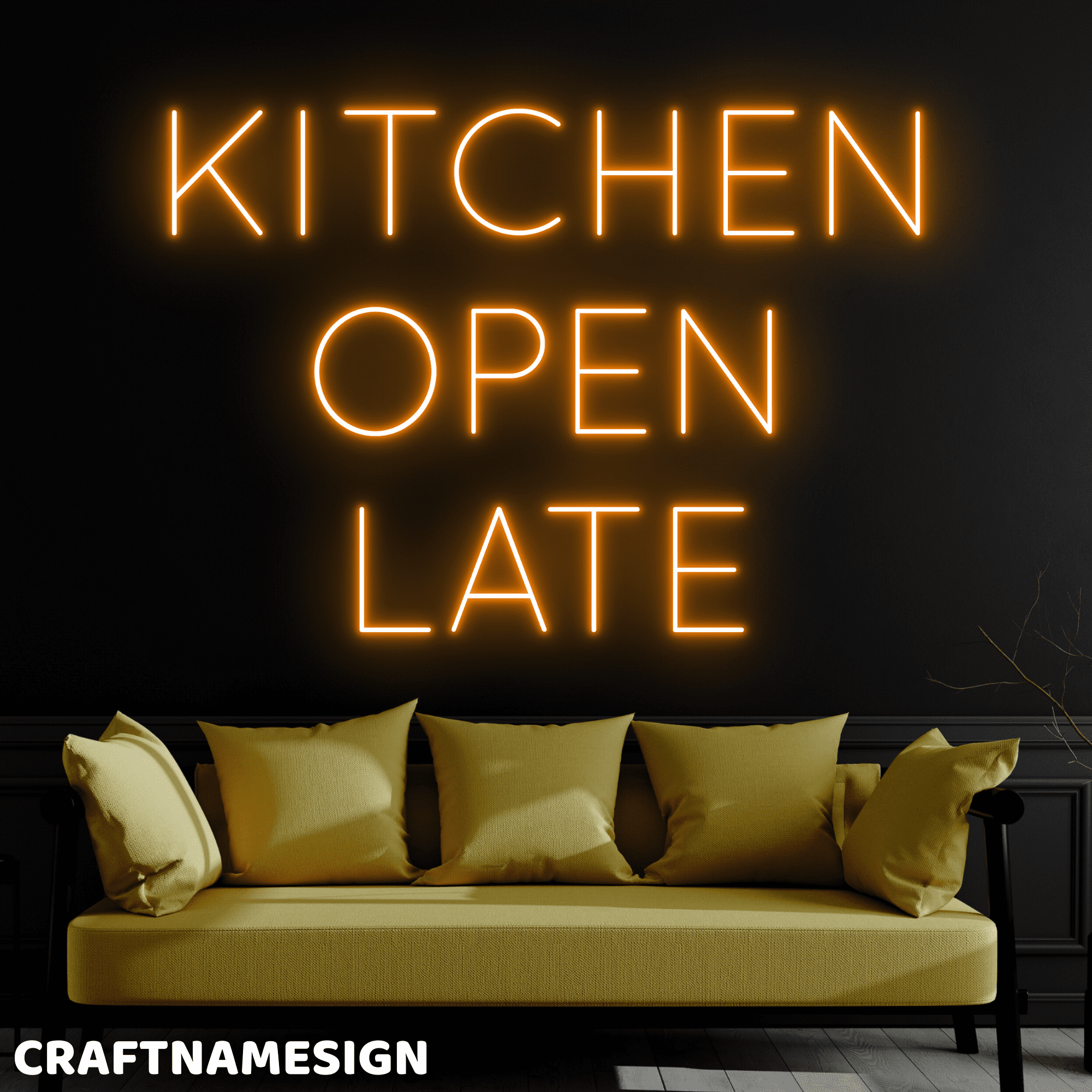 Craftnamesign Kitchen Open Late Neon Sign, Open Sign Wall Decor ...