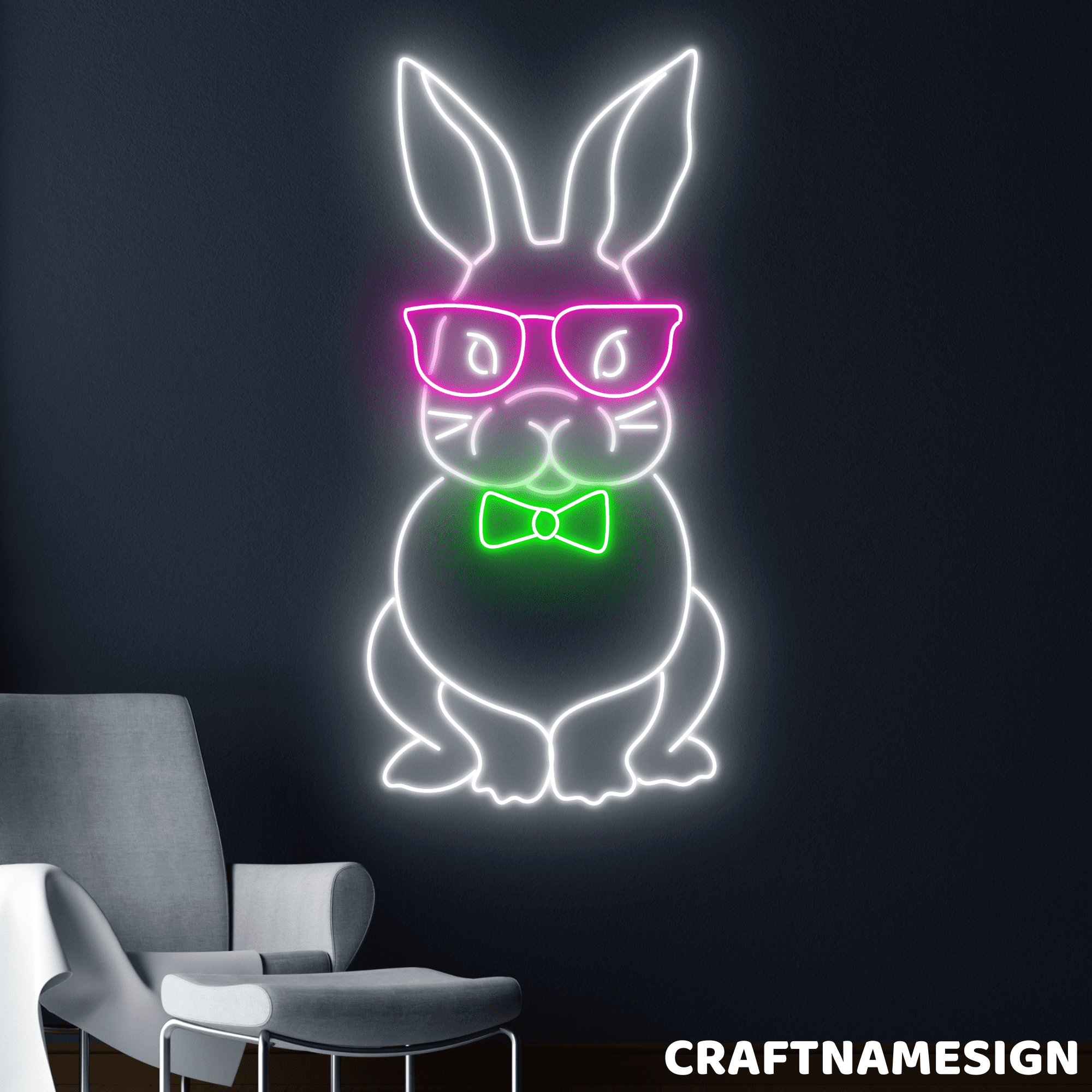 Craftnamesign Knowledge Rabbit Neon Sign, Kids Room Wall Decor, Nursery ...
