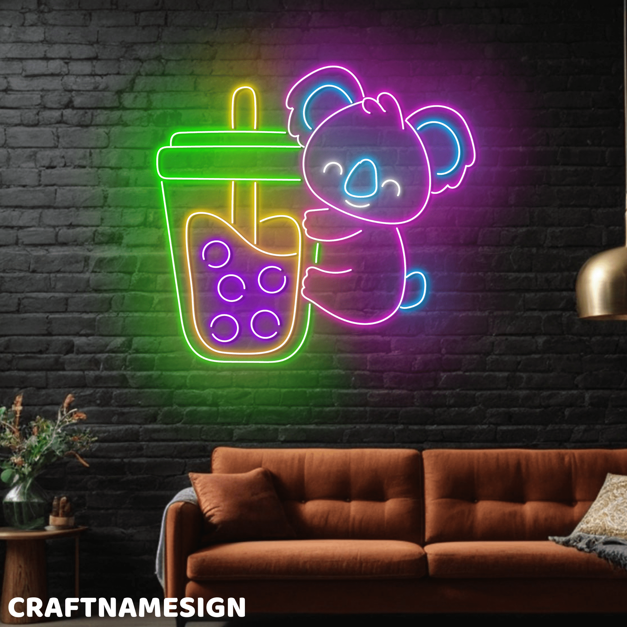 Craftnamesign Koala Bubble Tea Neon Light For Wall Decor, Drink Store ...