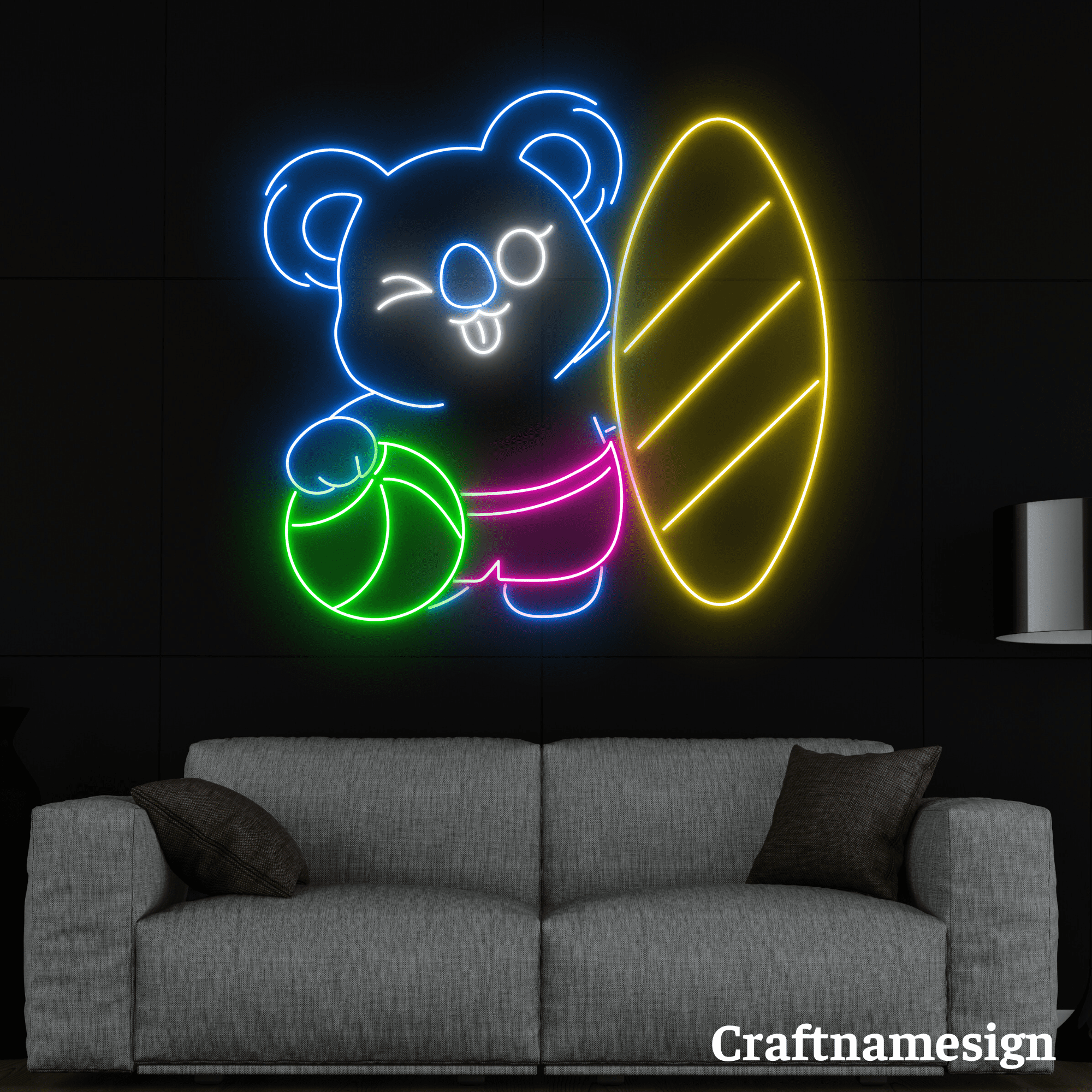 Craftnamesign Koala Surfing Neon Sign for Surf Shop Beach Club Wall ...