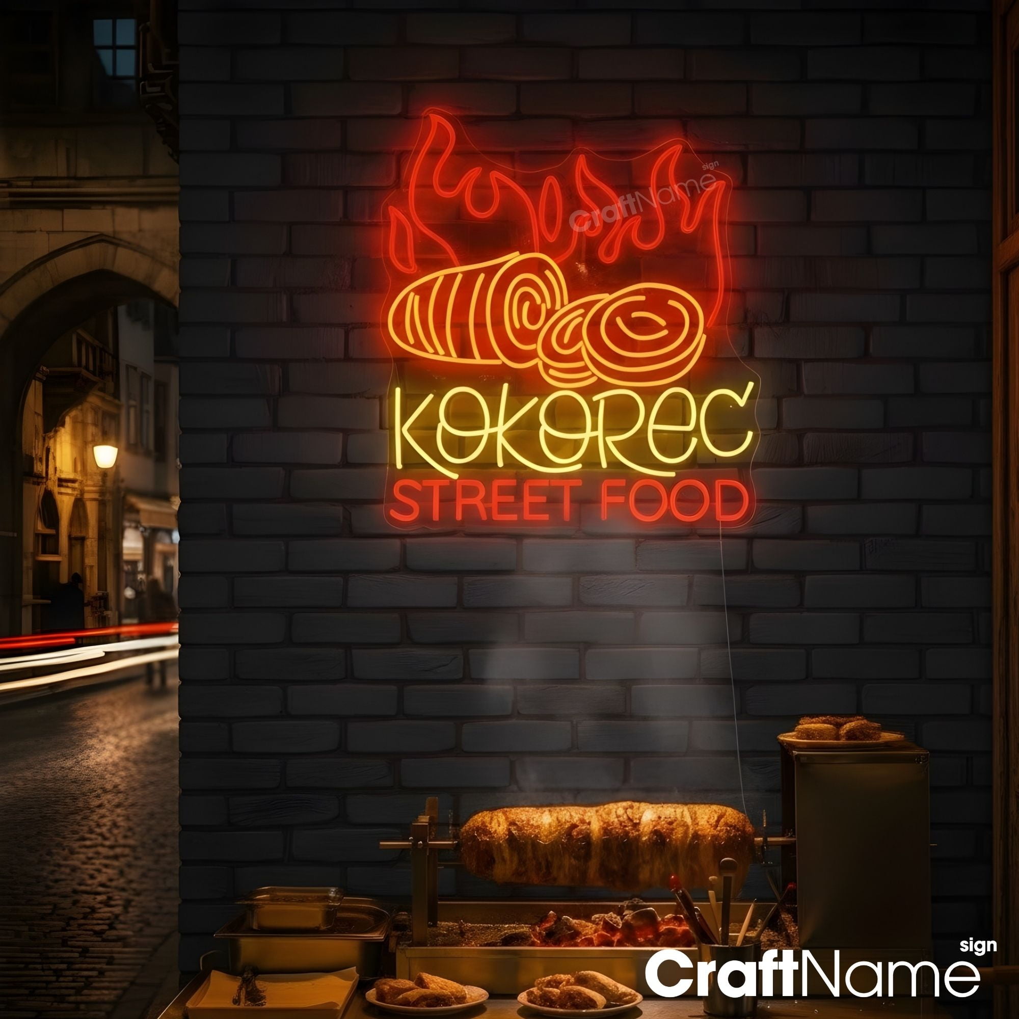 Craftnamesign Kokorec Street Food Neon Sign, LED Light for Bar or ...