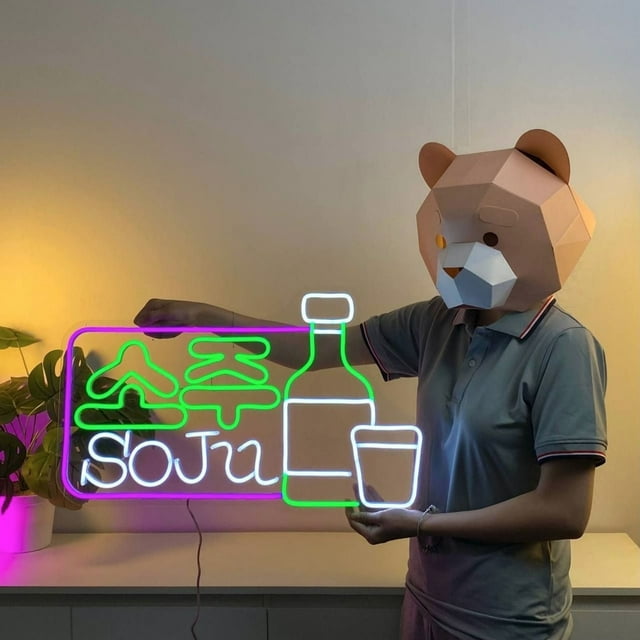 Craftnamesign Korean Soju Neon Sign Wall Art, Soju Korean Restaurant ...