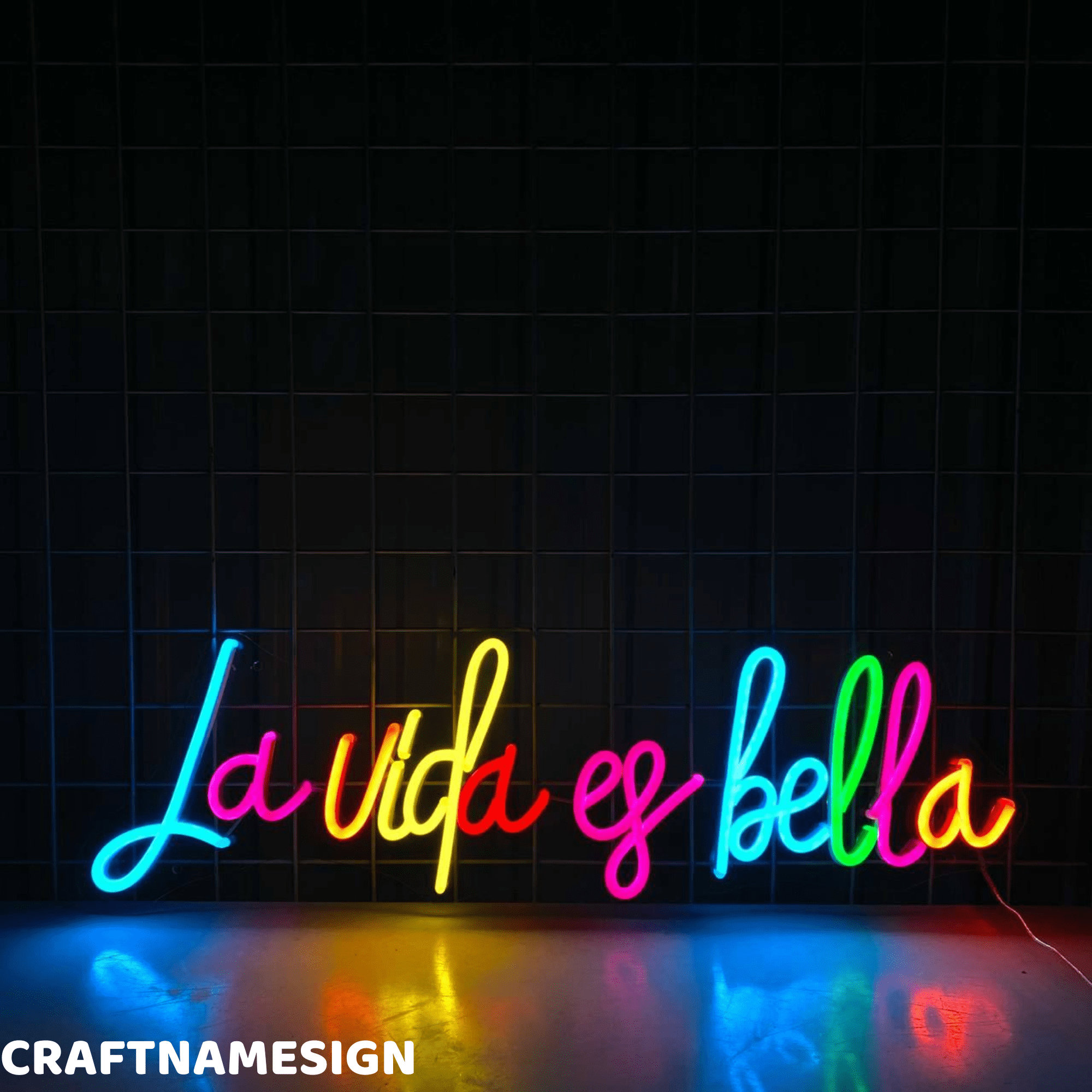 Craftnamesign La Vida Es Bella Neon Sign, Store Shop Wall Decor ...