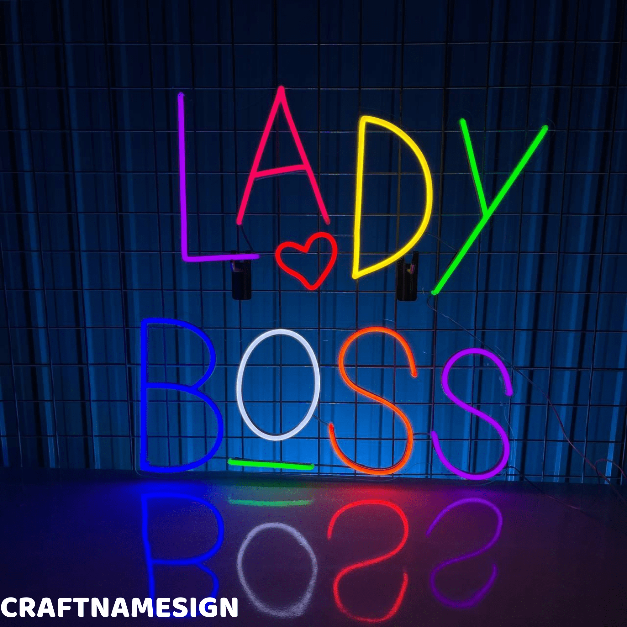 Craftnamesign Lady Boss Neon Sign, Girl Room Wall Art, Bar Pub Wall ...