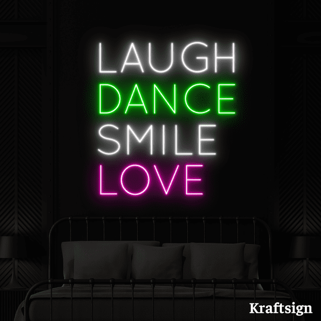 Craftnamesign Laugh Dance Smile Love Neon Sign, Dance Class Room Decor ...