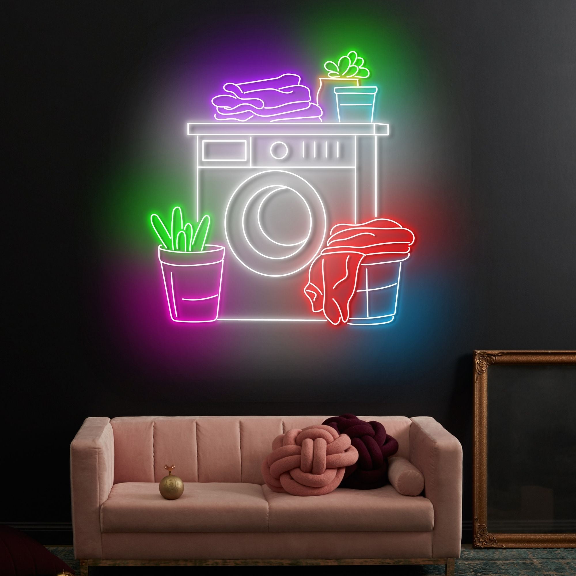 Craftnamesign Laundry Neon Light Wall Art, Washing Machine Led Sign ...
