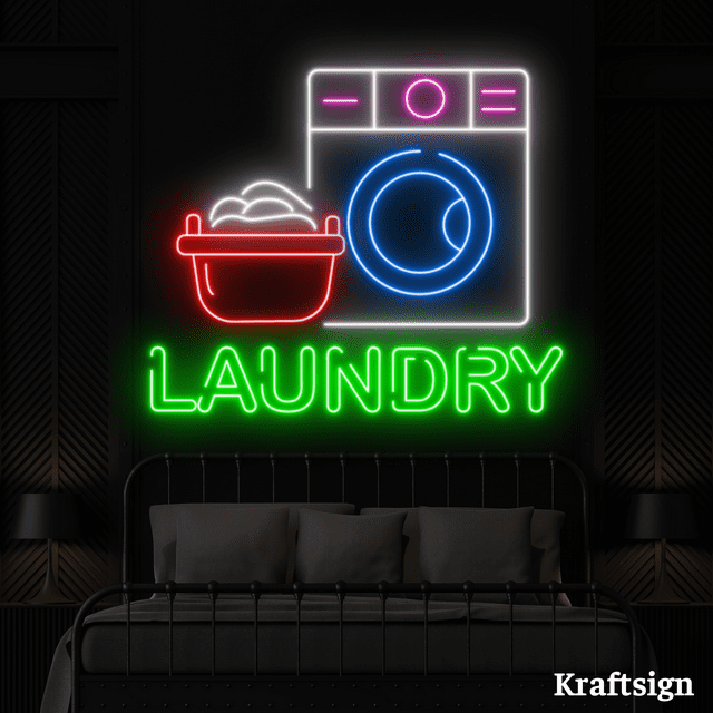 Craftnamesign Laundry Neon Sign, Laundry Shop LED Sign, Laundry Room ...