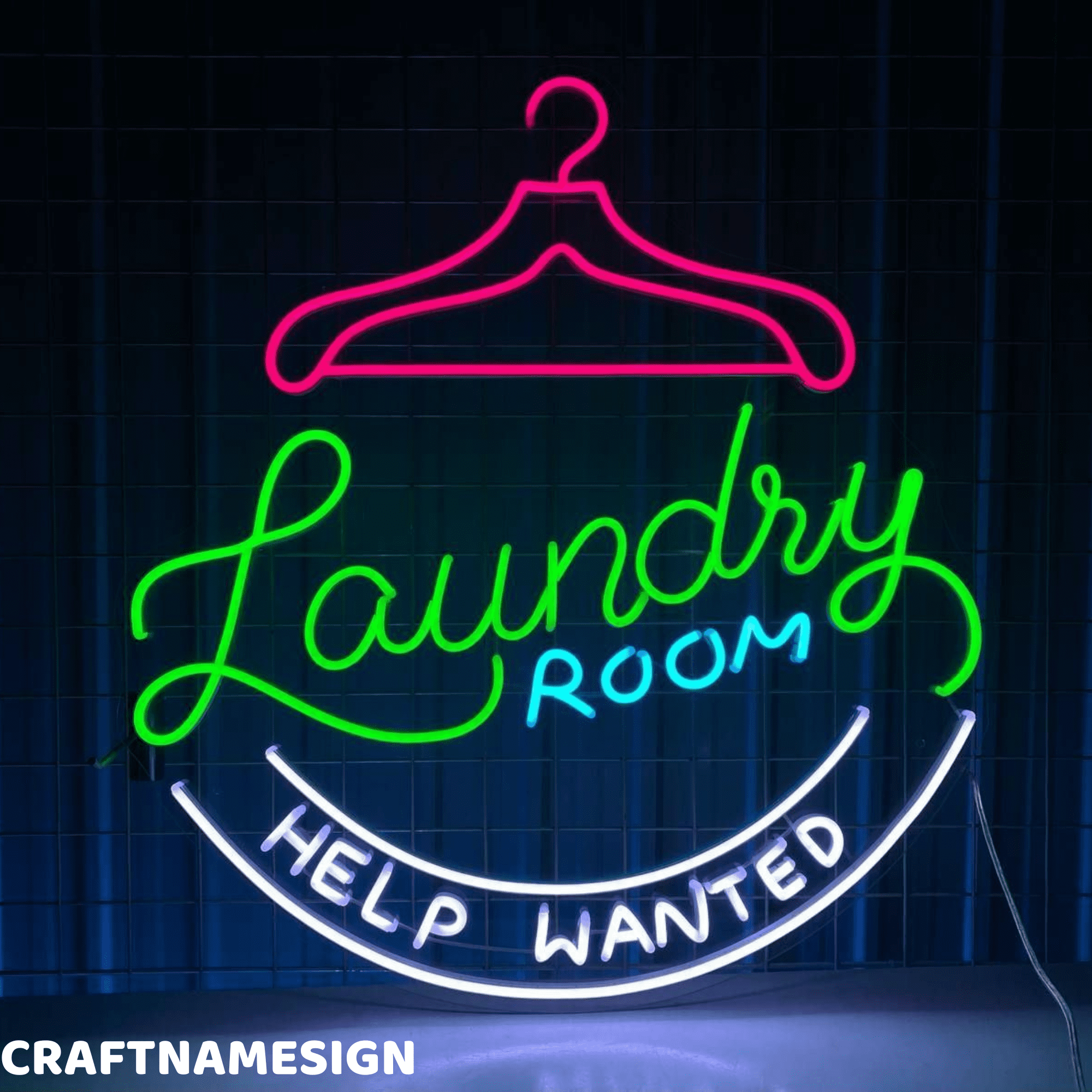Craftnamesign Laundry Room Neon Sign, Dry Cleaning Laundry Wall Art ...