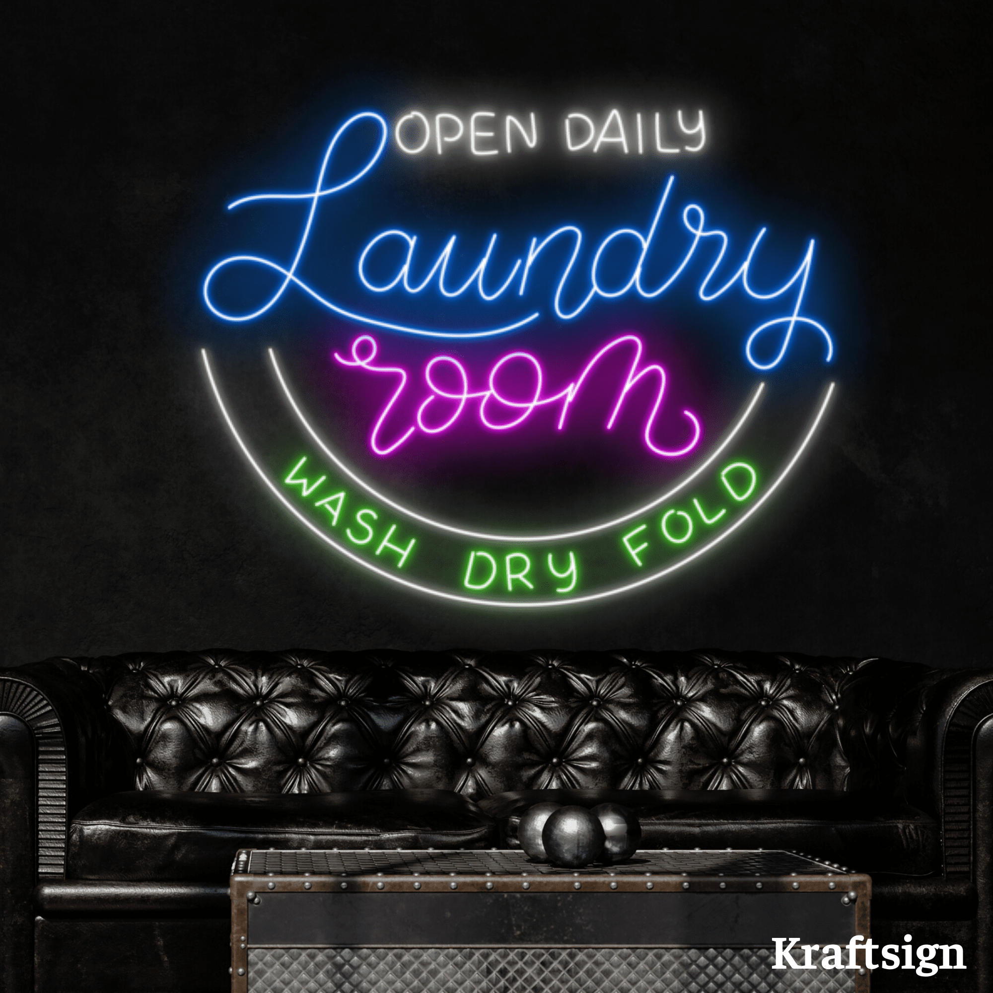 Craftnamesign Laundry Room Neon Sign, Laundry LED Signage, Open Signs ...