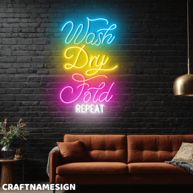 Craftnamesign Laundry Room Neon Sign, Laundry Service Wall Art, Dry ...