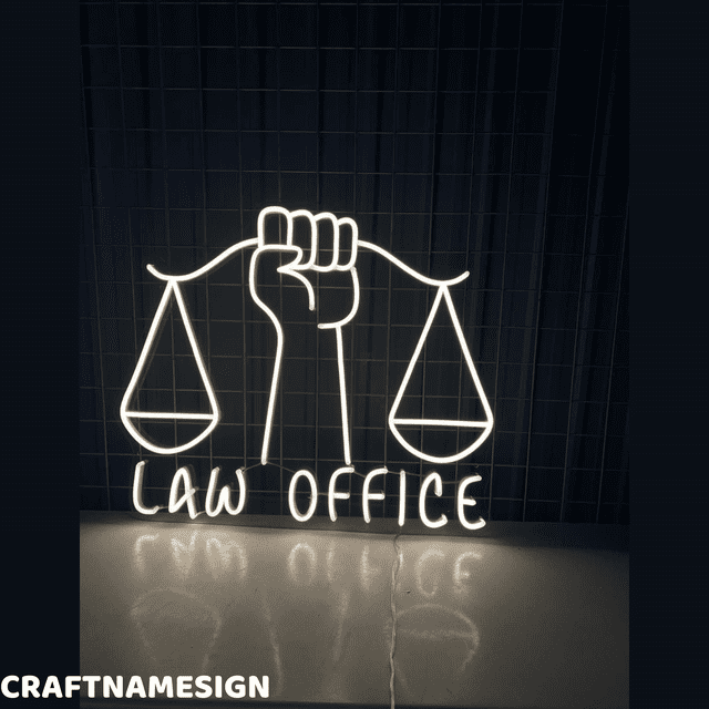 Craftnamesign Law Office Neon Sign, Law Wall Sign, Scales Of Justice ...