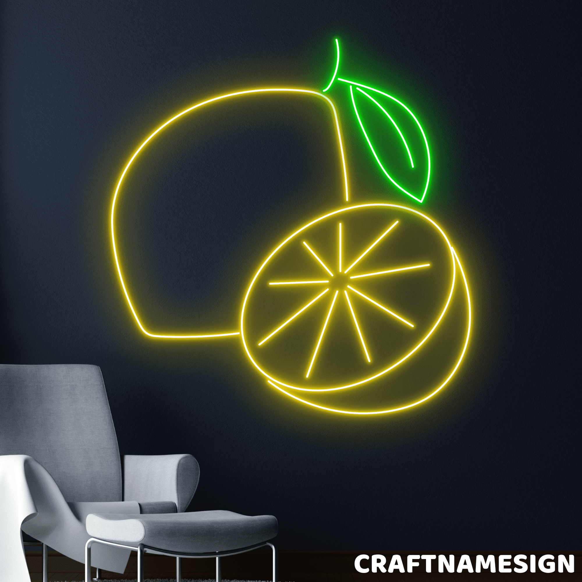 Craftnamesign Lemon Neon Sign, Juice Store Wall Art, Fresh Fruit Shop ...