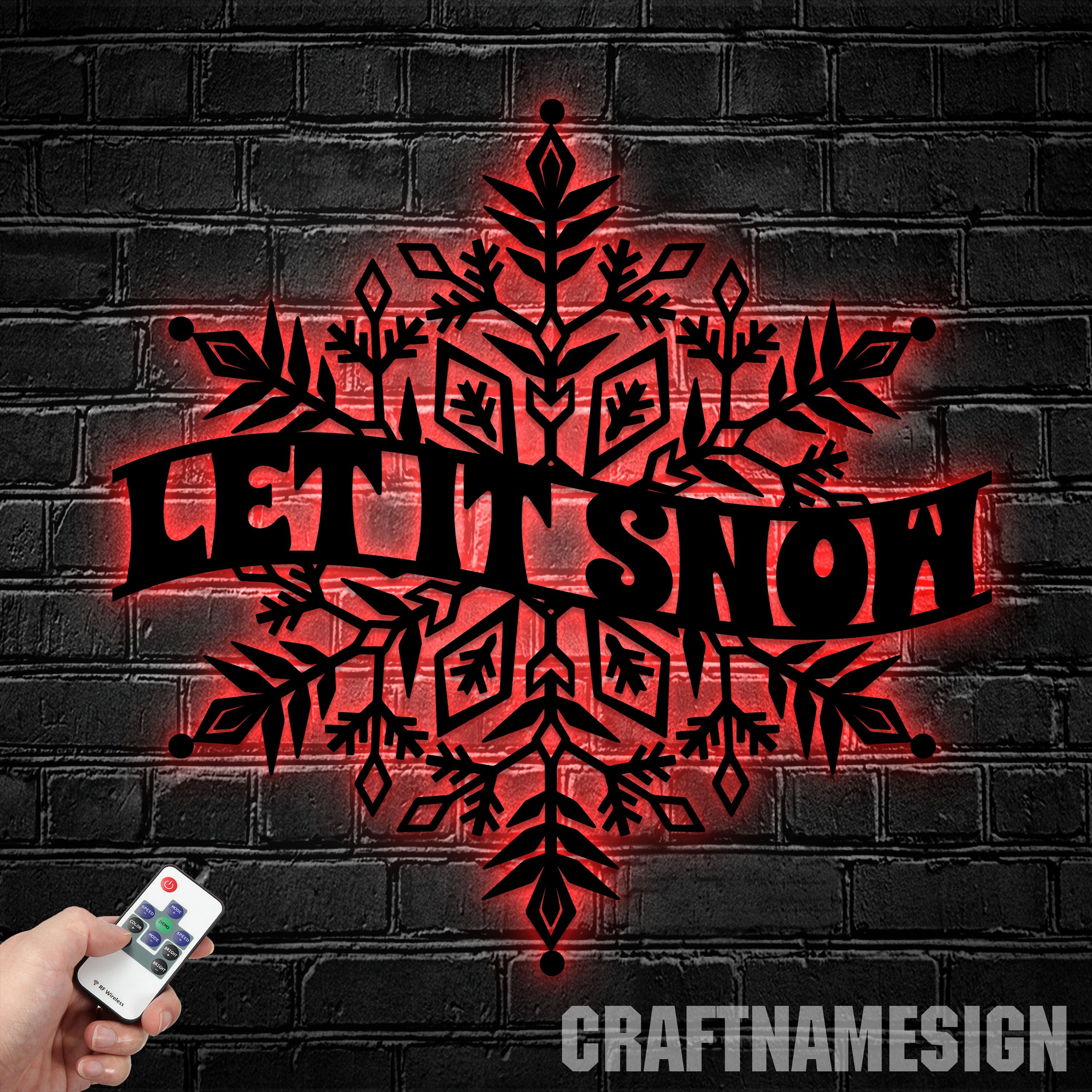Craftnamesign Let It Snow Metal Sign Led Light, Snow Christmas Metal ...