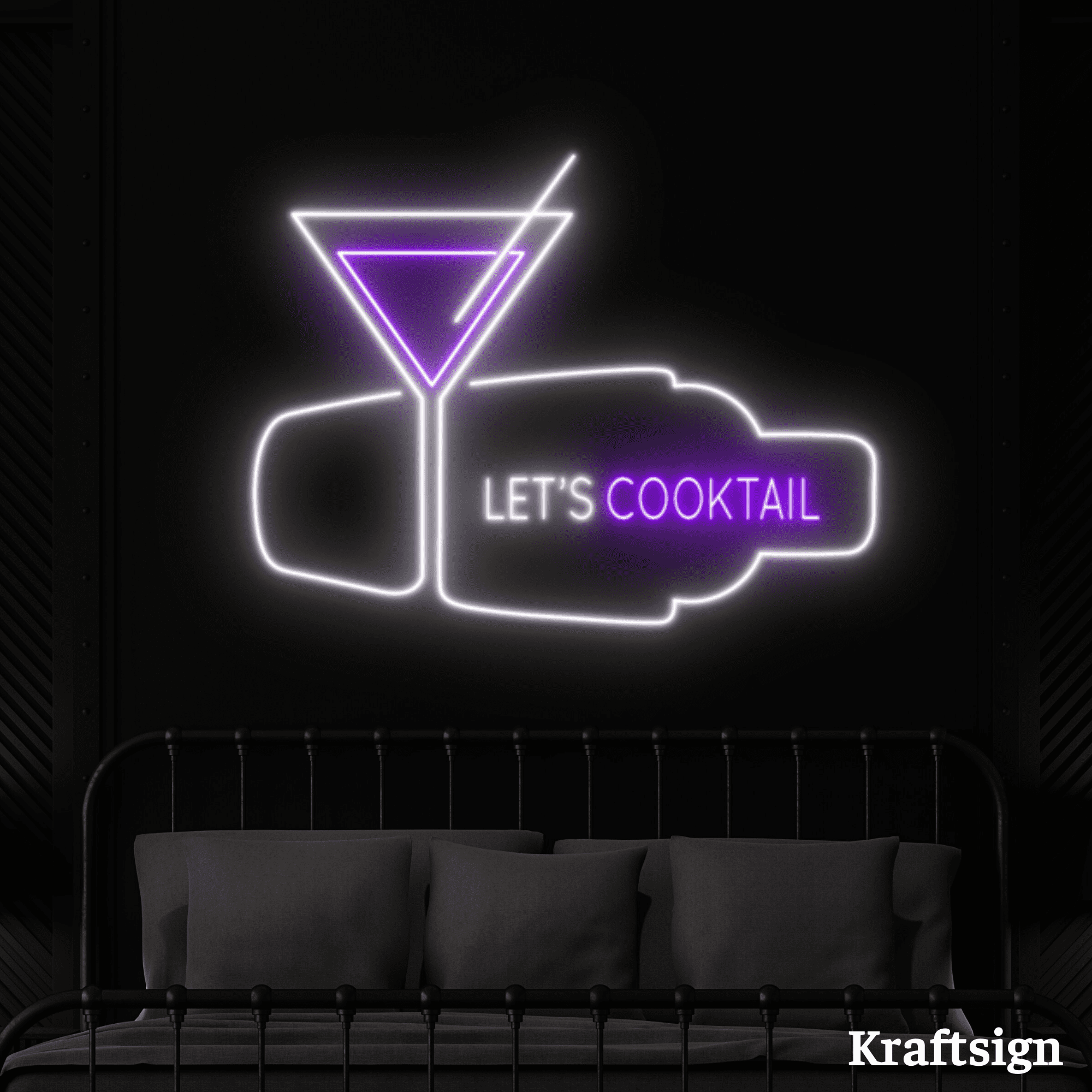 Craftnamesign Let's Cocktail Neon Sign, Cocktail LED Sign, Bar Club ...