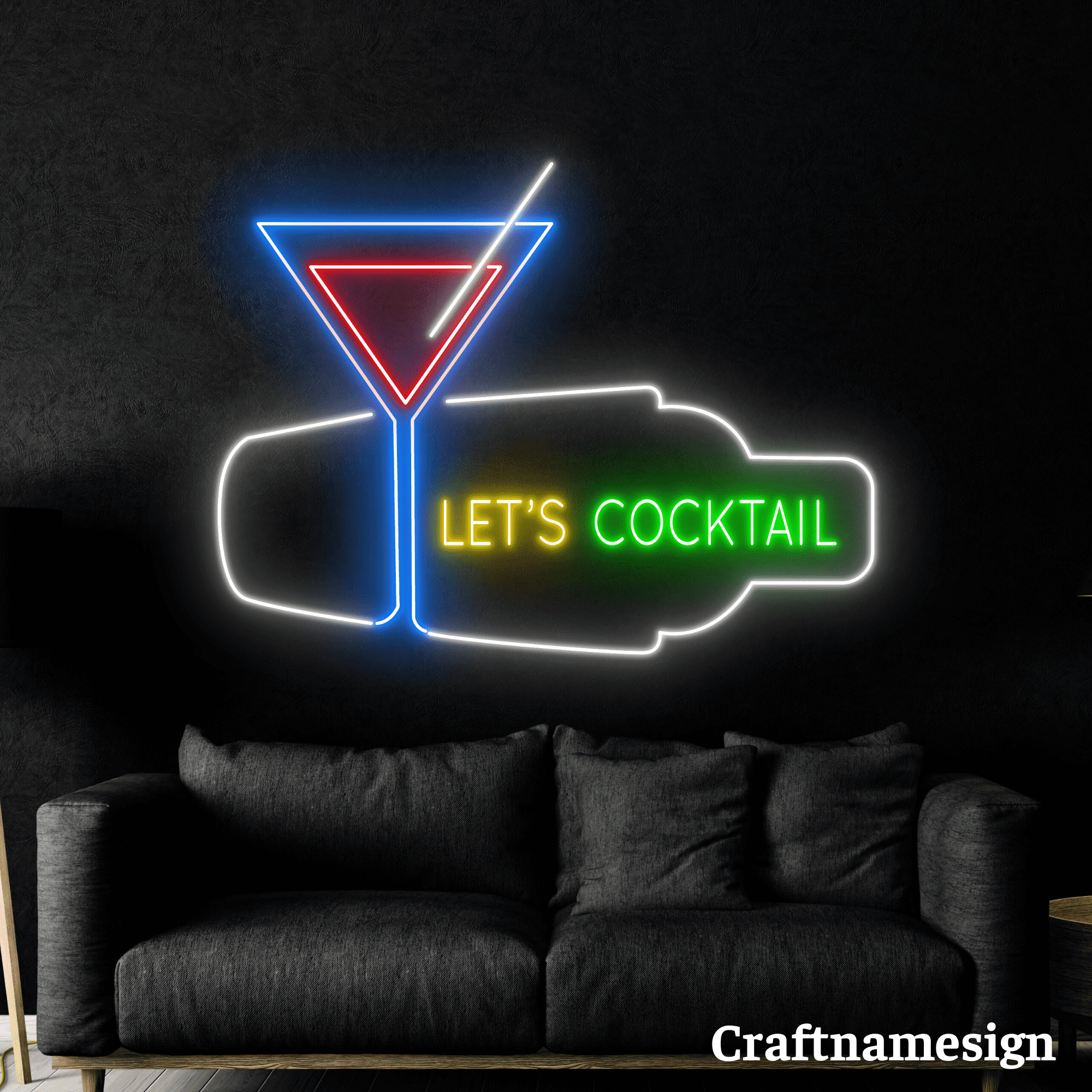 Craftnamesign Let's Cocktail Neon Sign for Cocktail Bar Club Wall Decor ...