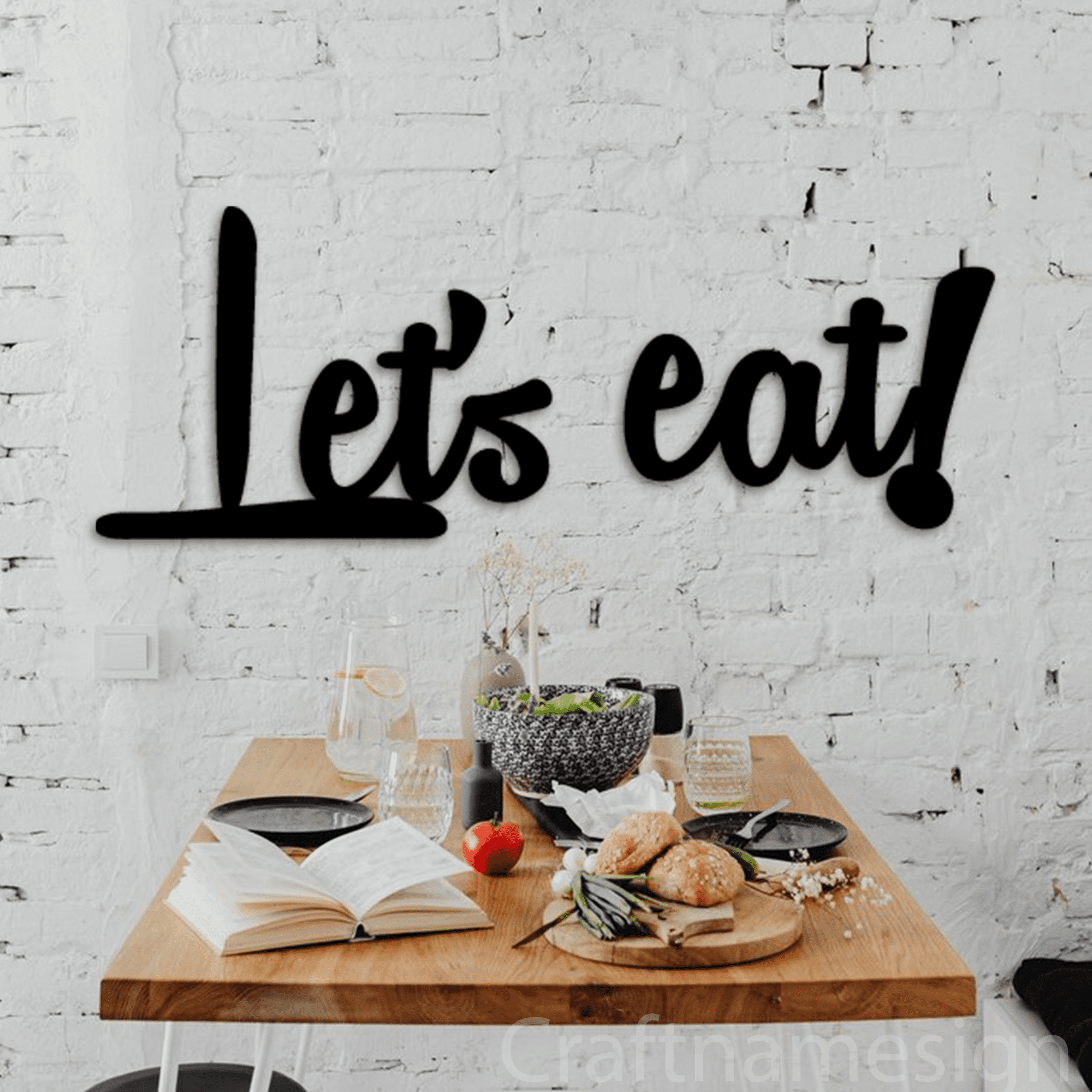 Craftnamesign Let's Eat Metal Wall Art, Kitchen Sign, Kitchen Wall ...
