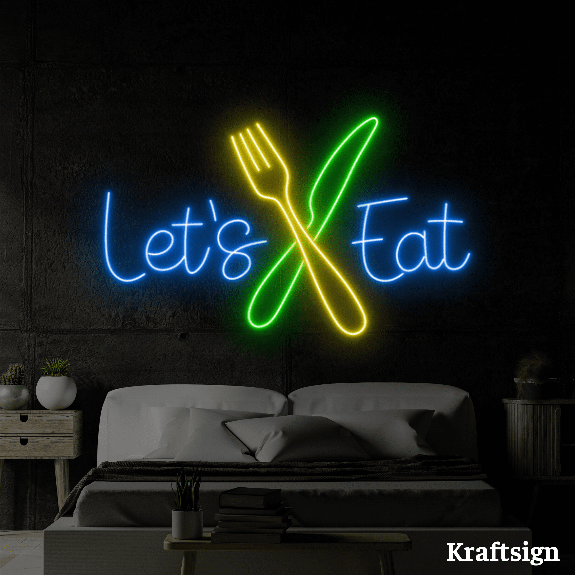 Craftnamesign Let's Eat Neon Sign, Kitchen Art, Restaurant Decor, LED ...