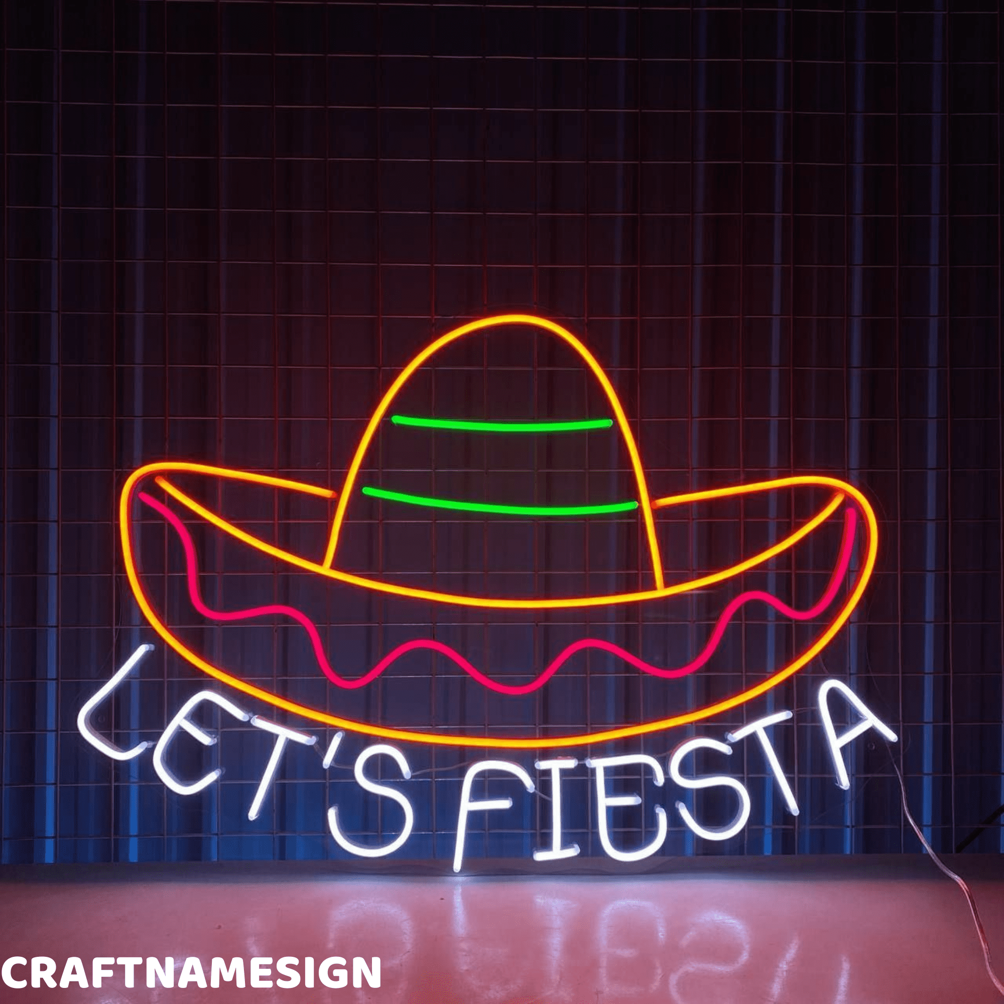 Craftnamesign Let's Fiesta Neon Sign, Fiesta Wall Art, Mexico Party ...