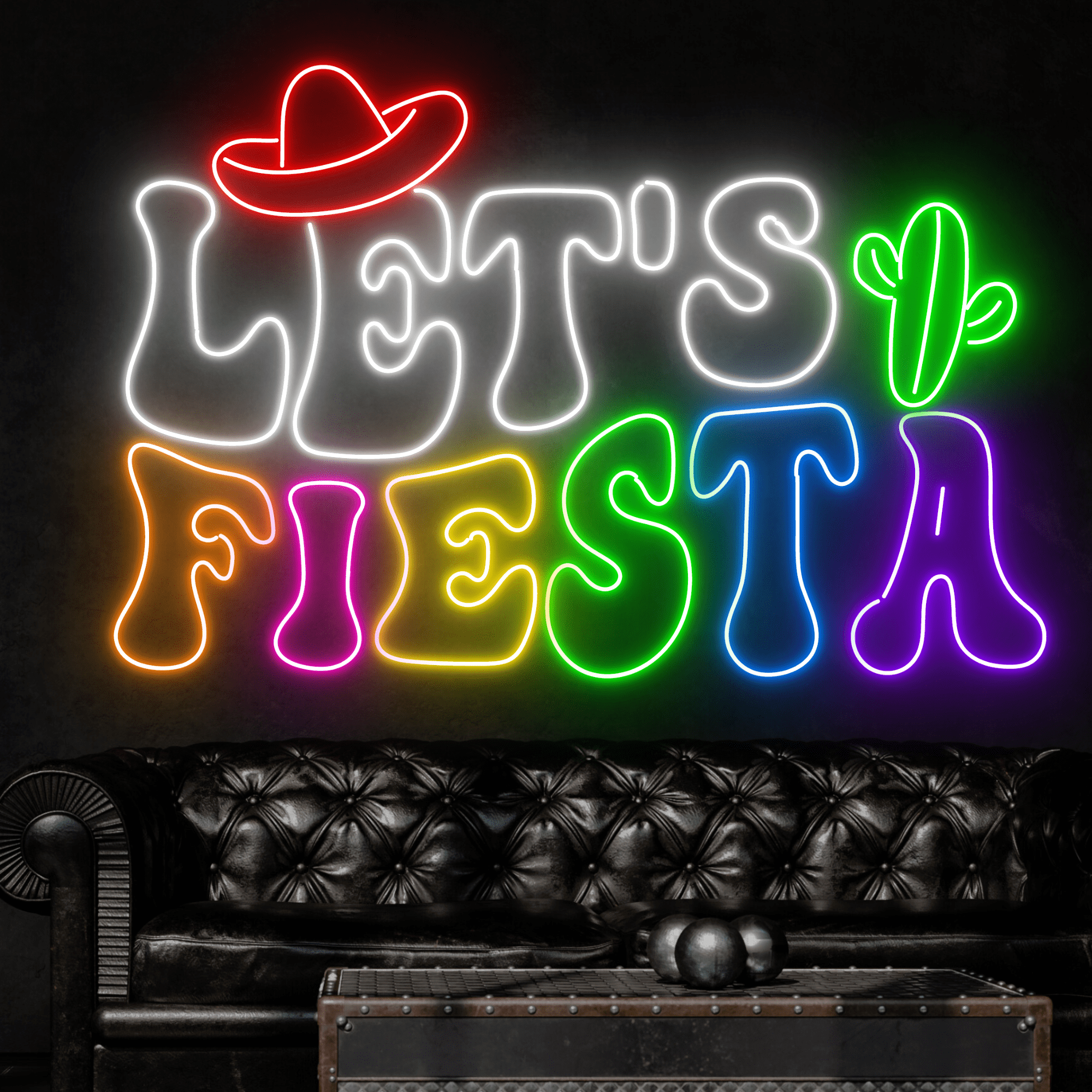 Craftnamesign Let's Fiesta Neon Sign, Happy Cinco De Mayo Wall Art ...
