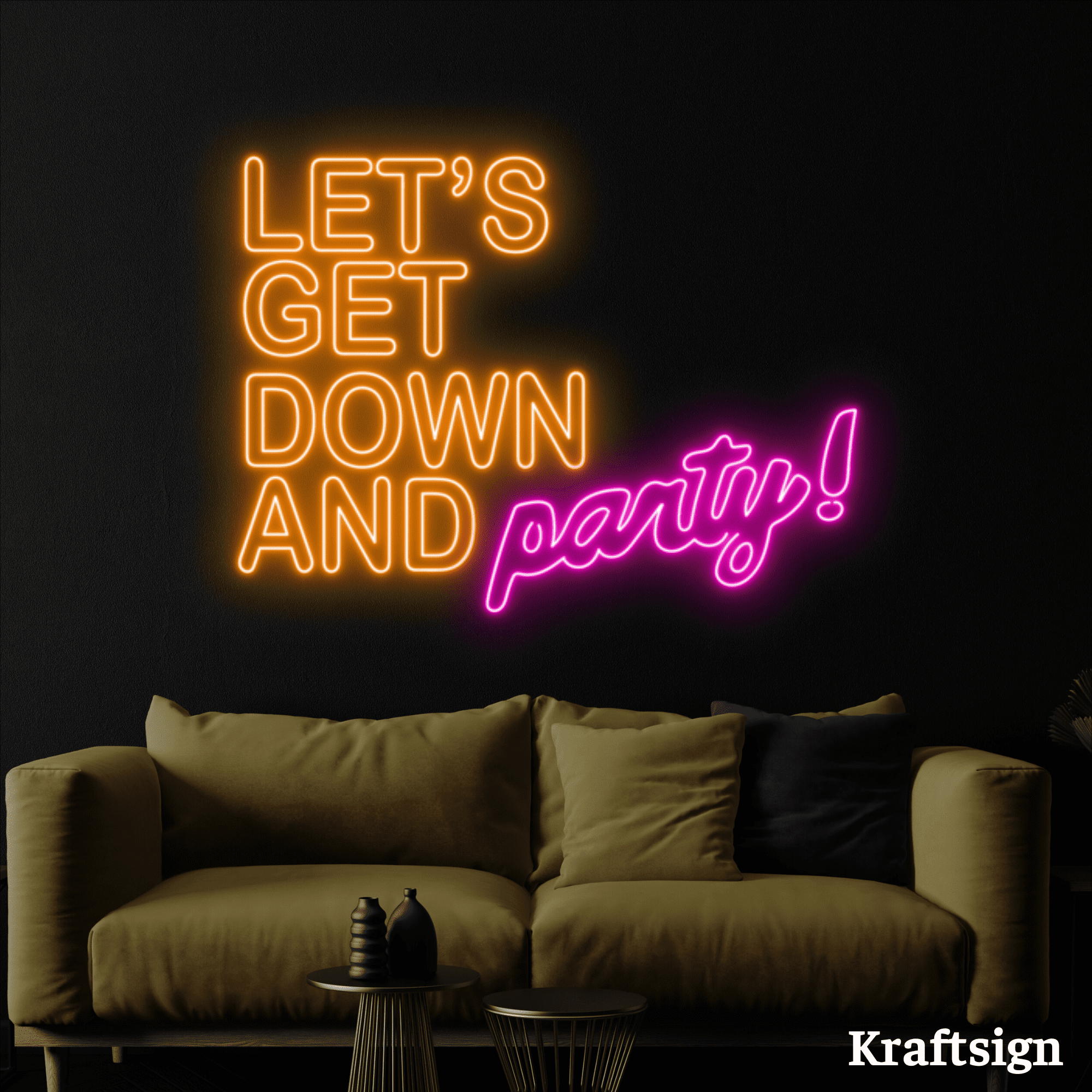 Craftnamesign Let's Get Down And Party Neon Sign, Party Decor, Noel ...