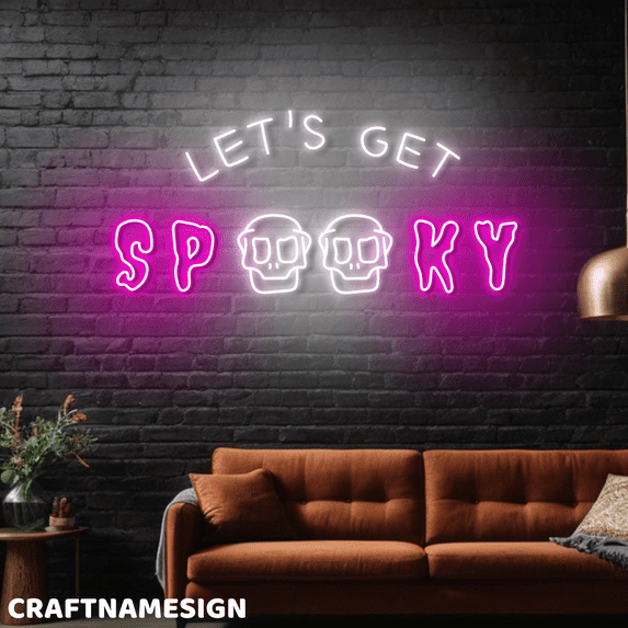 Craftnamesign Let's Get Spooky Neon Light For Wall Decor, Halloween LED ...