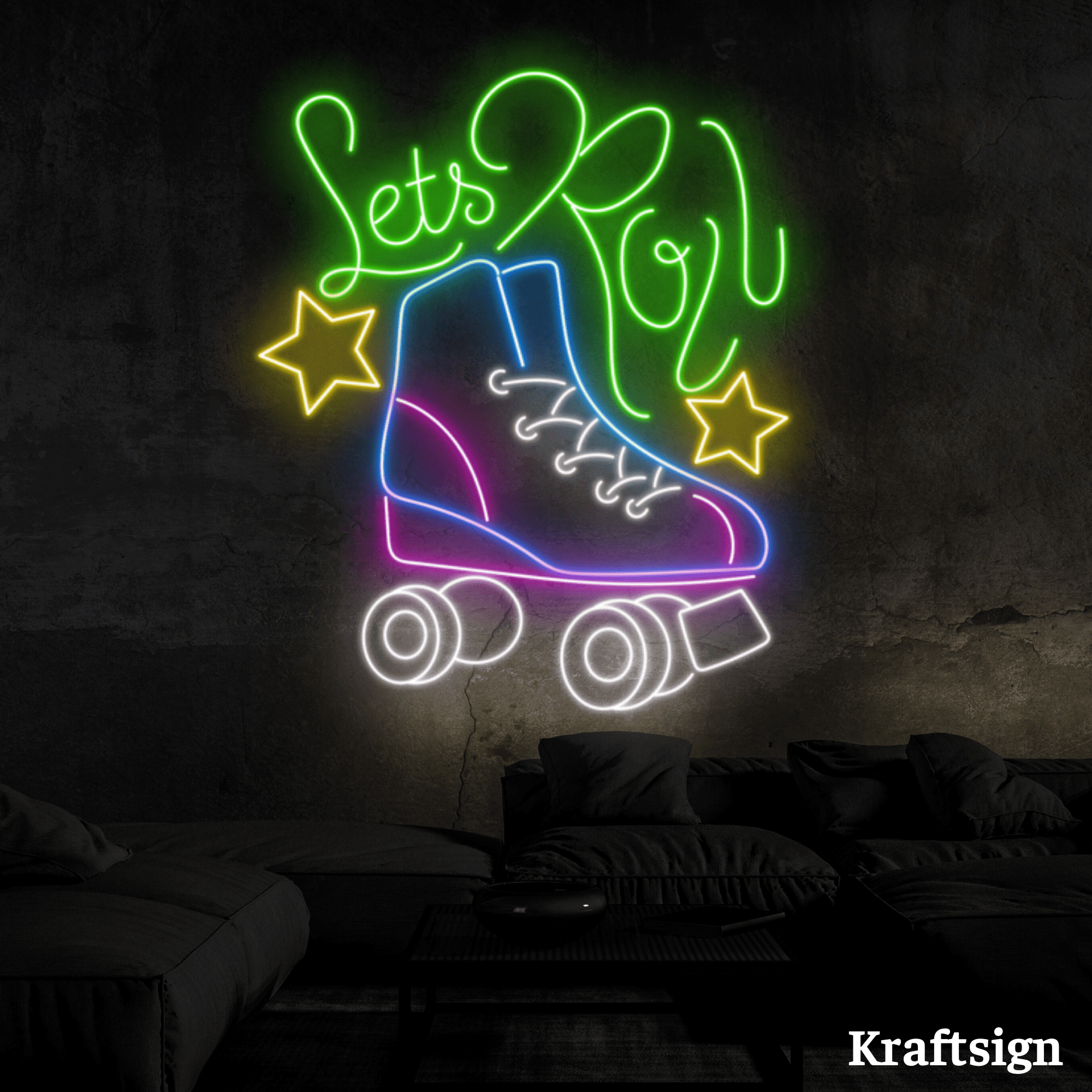 Craftnamesign Let's Roll Neon Signs, Roller Skating Club Decor, LED ...