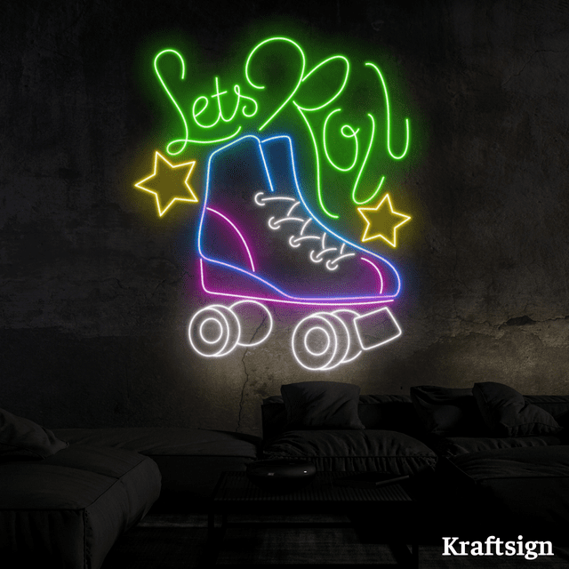Craftnamesign Let's Roll Neon Signs, Roller Skating Club Decor, LED ...