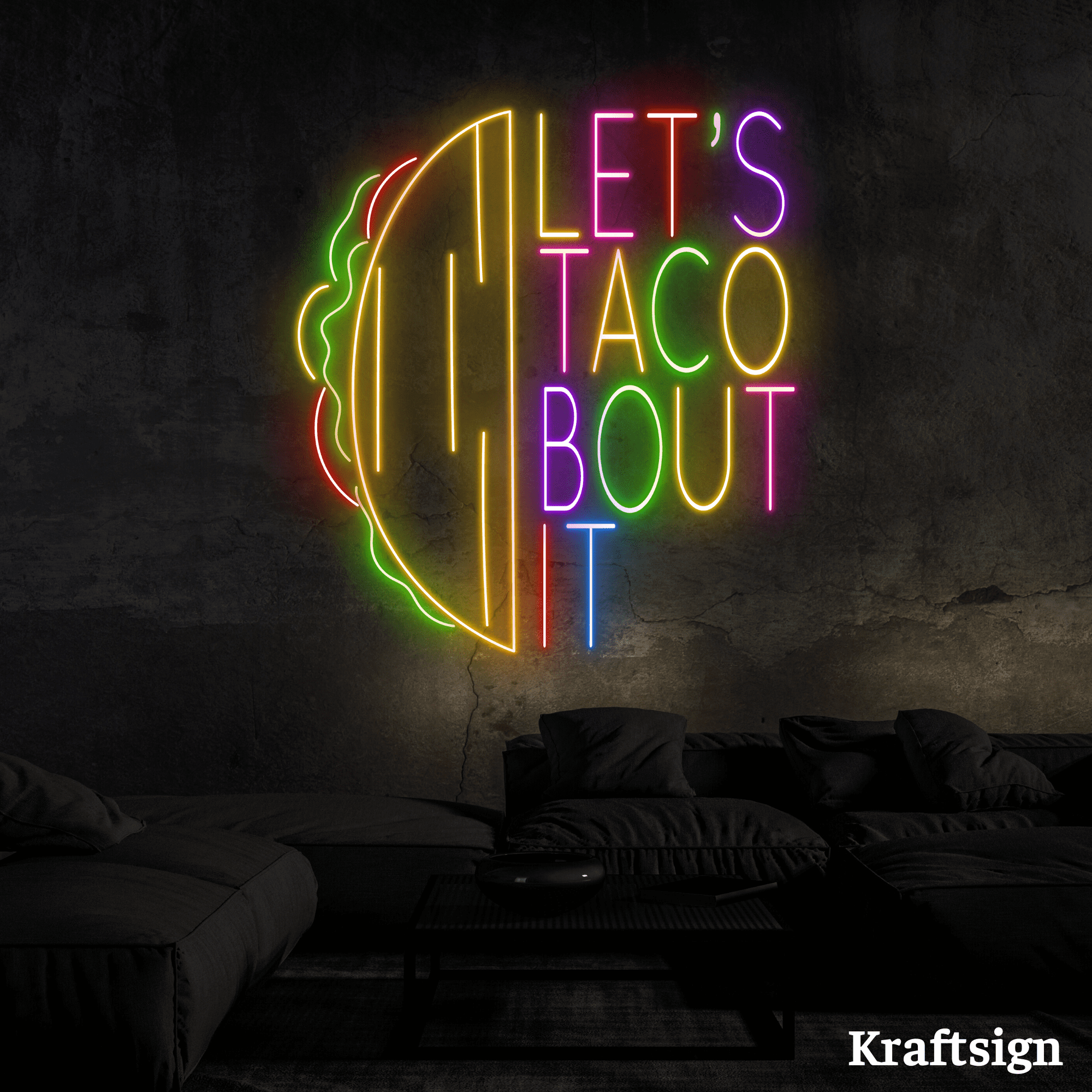 Craftnamesign Let's Taco About It Neon sign, Tacos Restaurant Shop ...