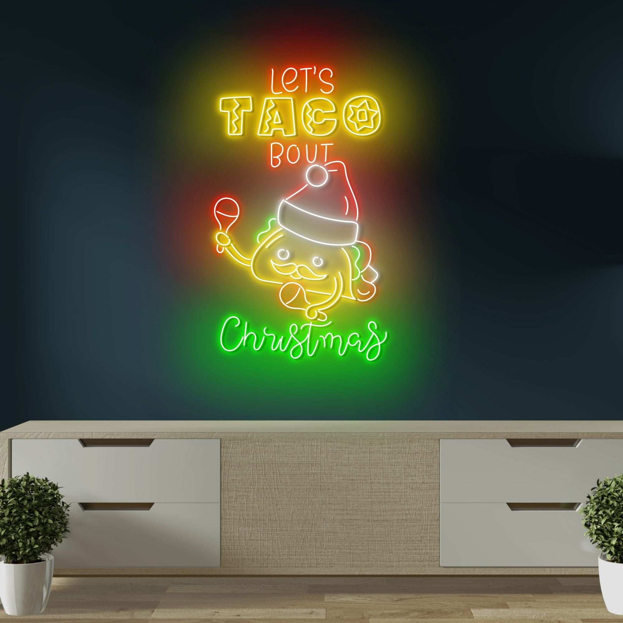 Craftnamesign Let's Taco Bout Christmas Neon Sign, Tacos Wall Decor ...