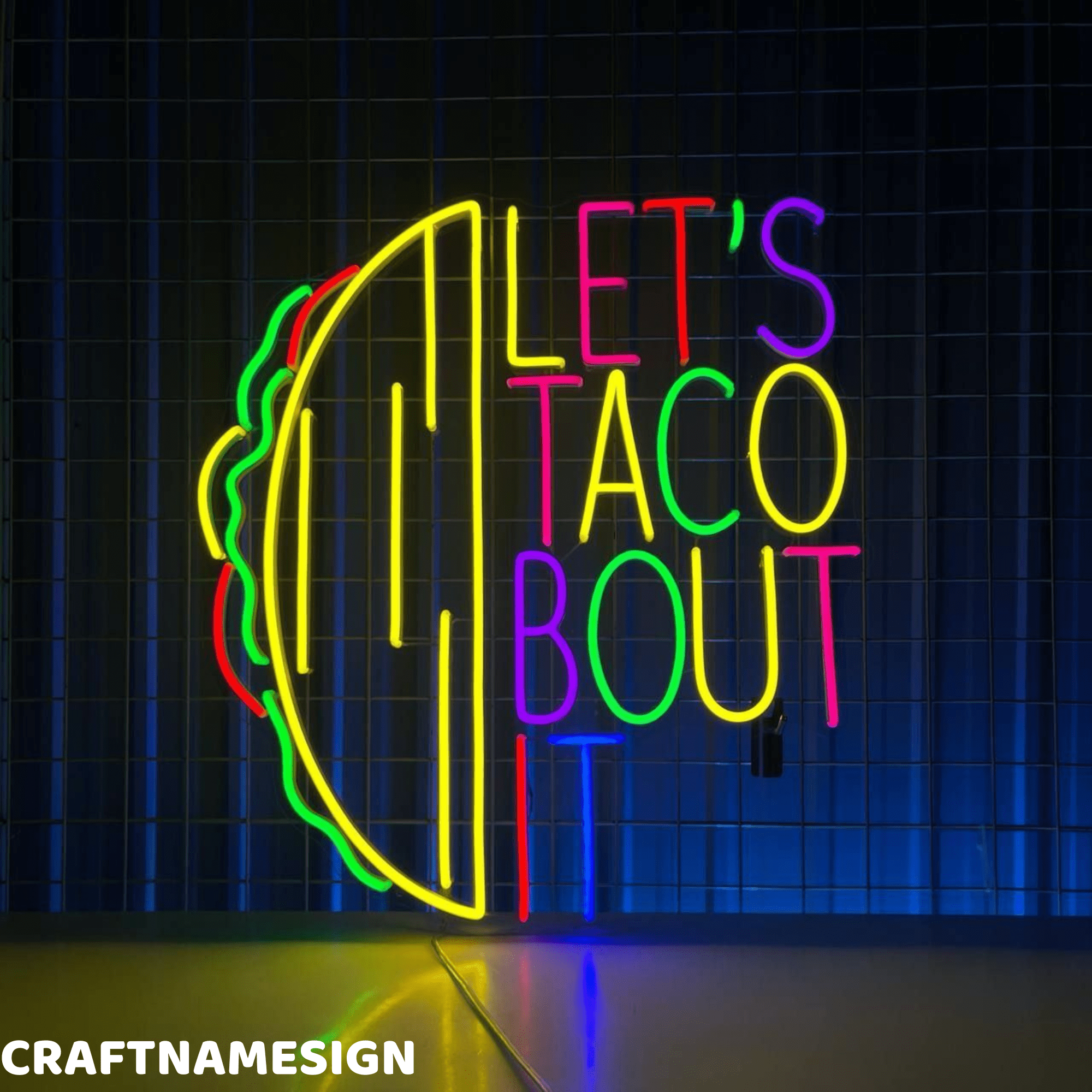 Craftnamesign Let's Taco Bout It Neon Sign, Mexico Food Restaurant Wall ...