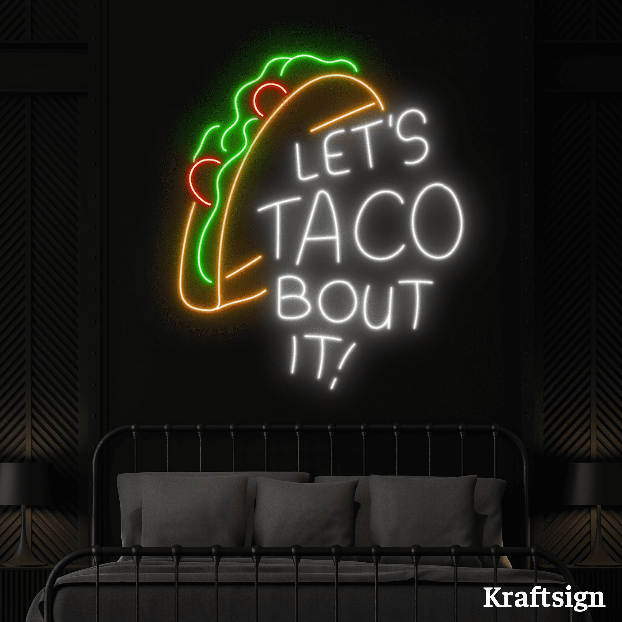 Craftnamesign Let's Taco Bout It Neon Sign, Tacos Restaurant Shop Decor ...