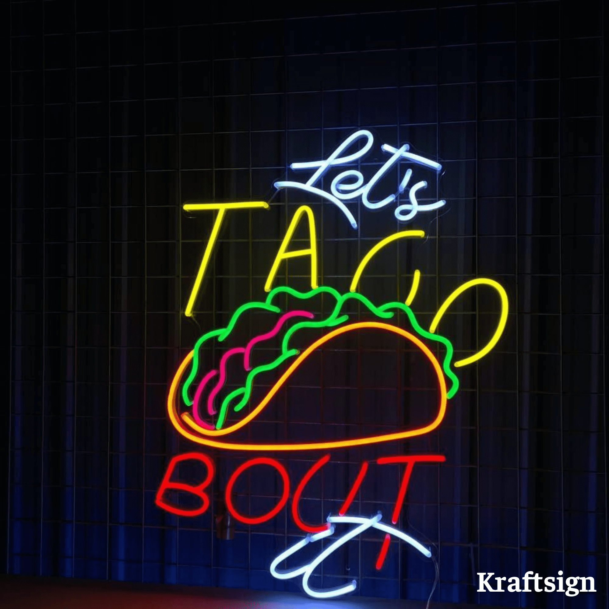 Craftnamesign Let's Tacos Bout It Neon LED Sign, Tacos Restaurant Decor ...