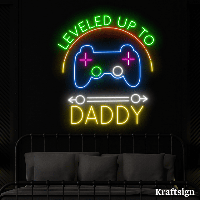 Craftnamesign Leveled Up To Daddy Neon Sign, Father Day Gifts Decor ...