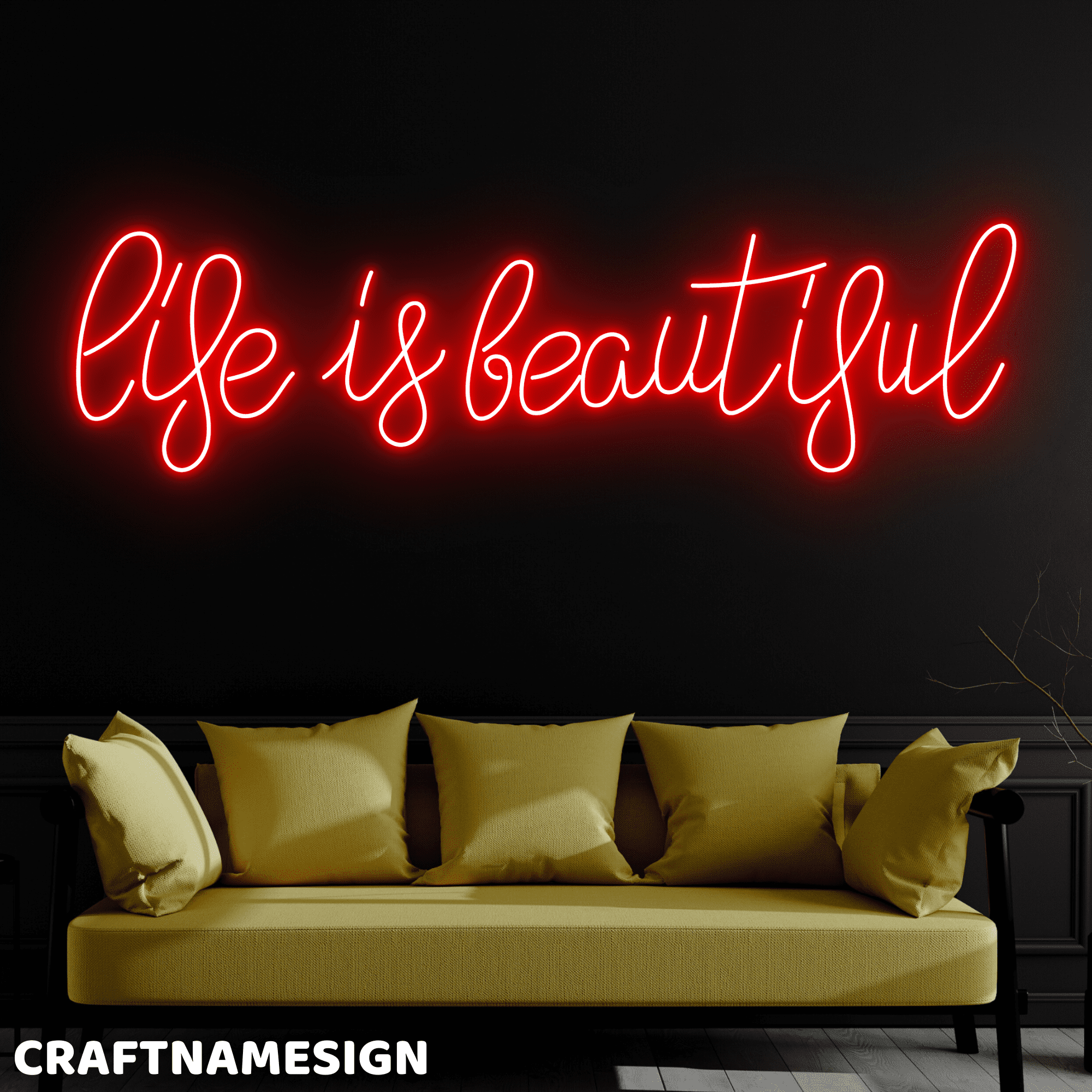Craftnamesign Life Is Beautiful Neon Sign, Bedroom Wall Decor, Girl ...