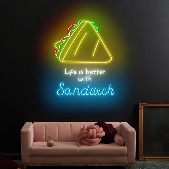 Craftnamesign Life Is Better With Sandwich Neon Light, Sandwich Sign ...