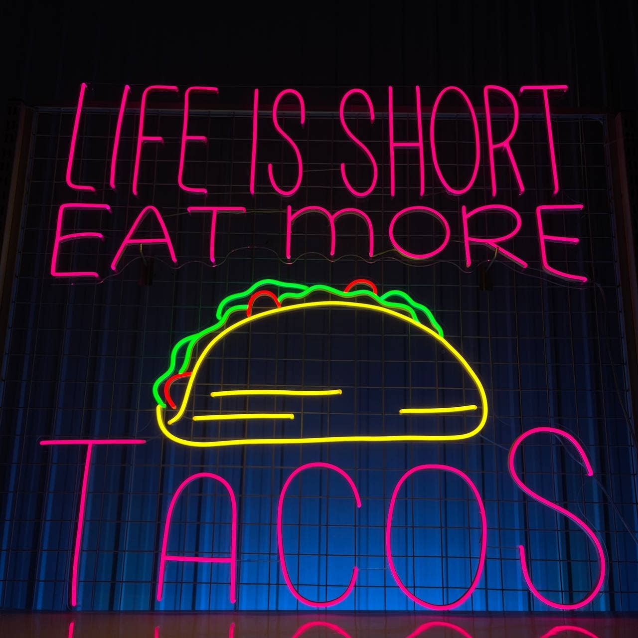 Craftnamesign Life Is Short Eat More Tacos Neon Sign, Tacos Restaurant ...
