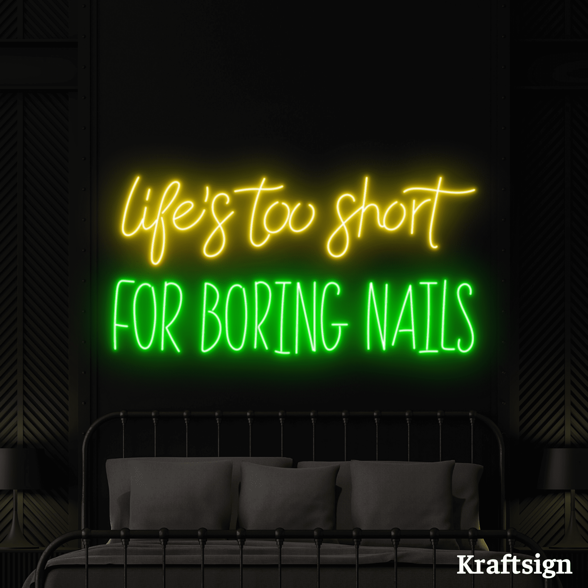 Craftnamesign Life To Short For Boring Nails Neon Sign, Nails Room ...
