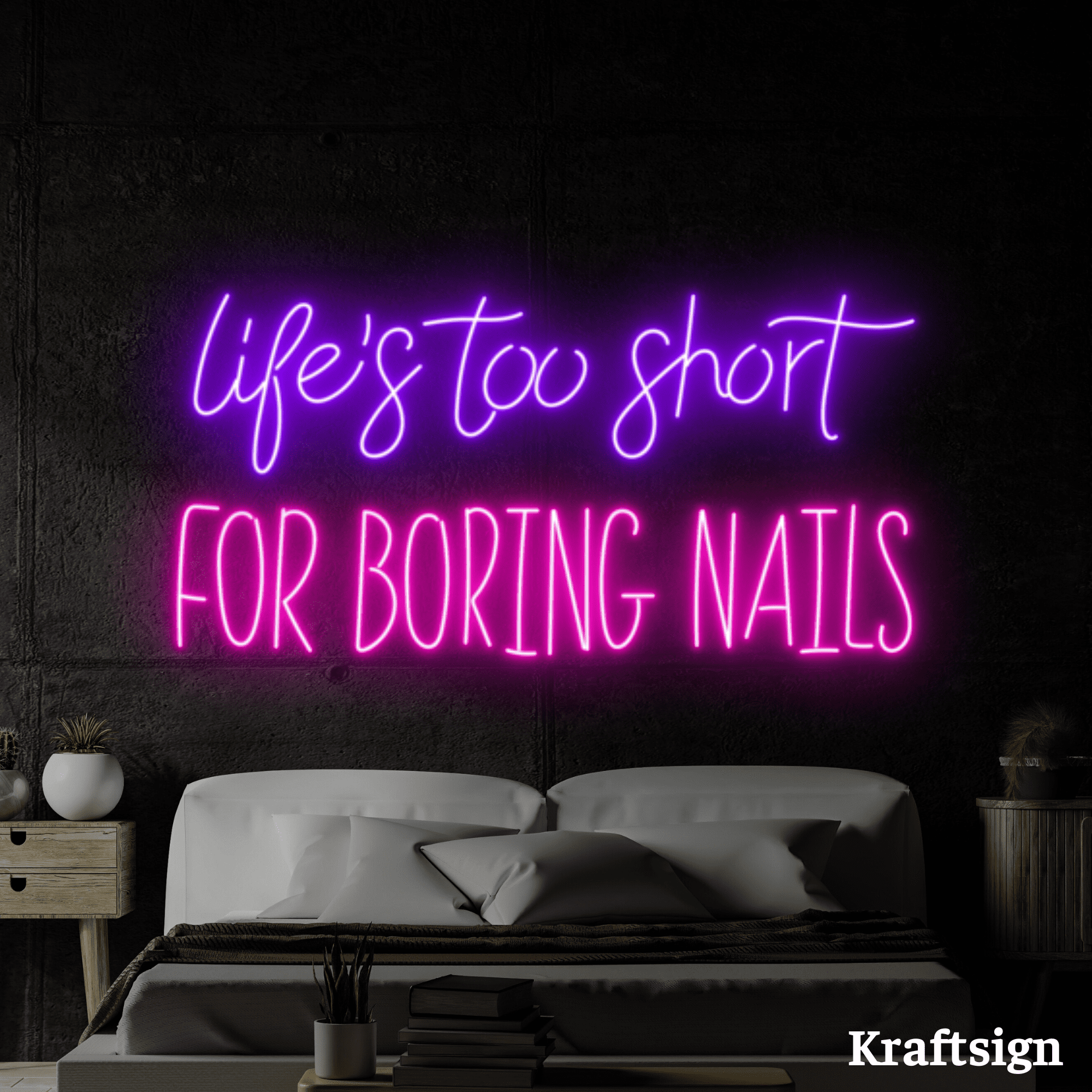 Craftnamesign Life Too Short For Boring Nails Neon Sign, Nails Room ...