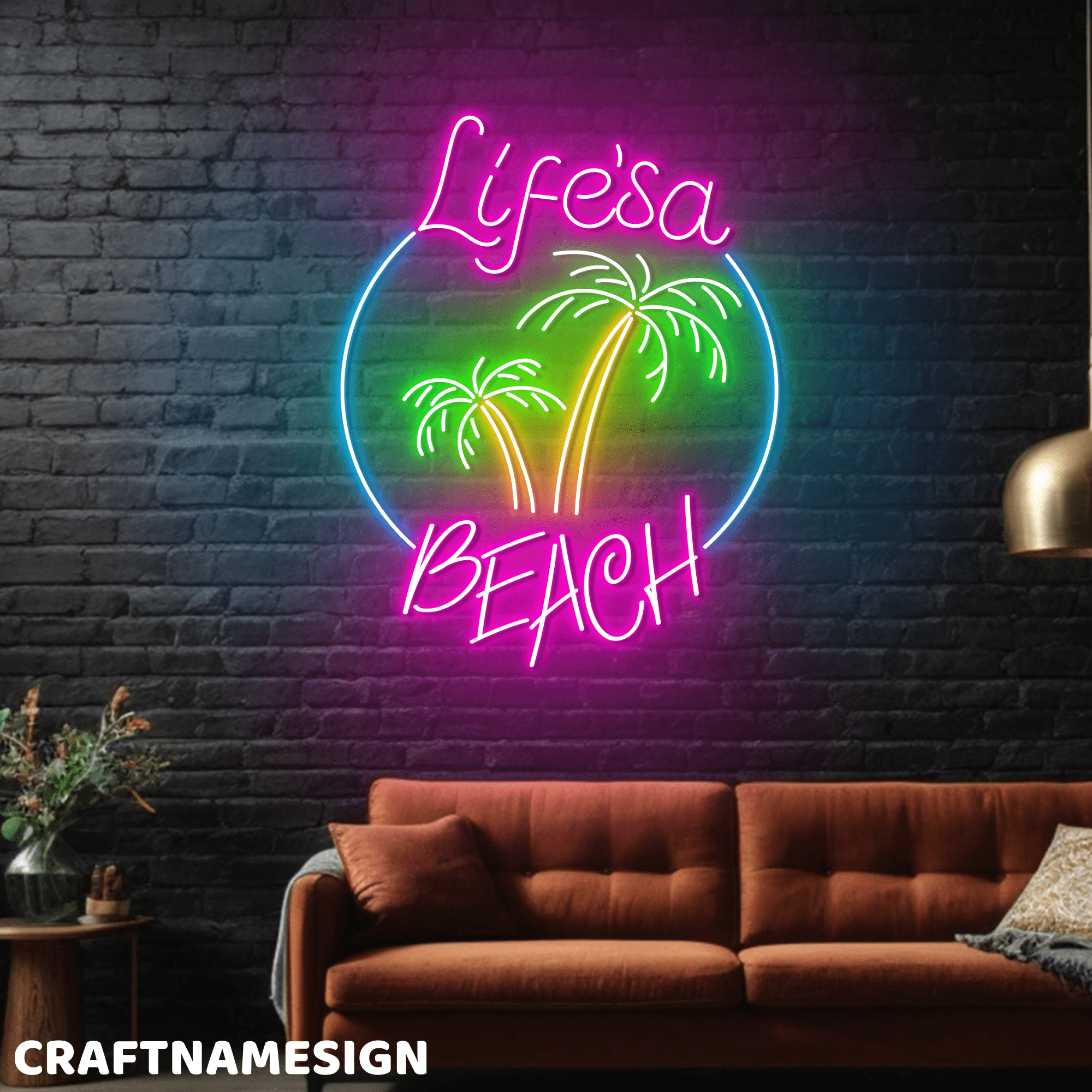 Craftnamesign Life's A Beach Neon Sign, Homestay Wall Sign, Beach Wall ...