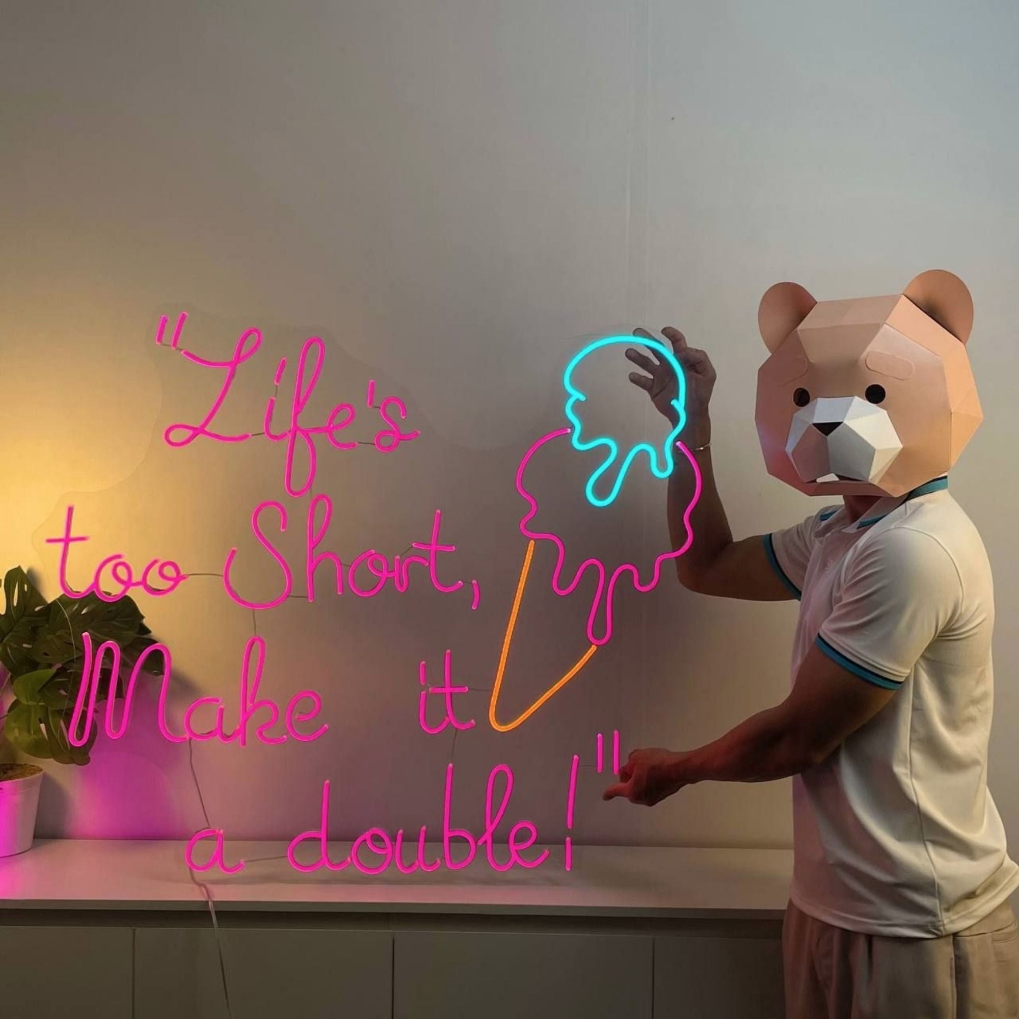 Craftnamesign Life's Too Short Make It A Double Neon Sign Wall Art, Ice ...